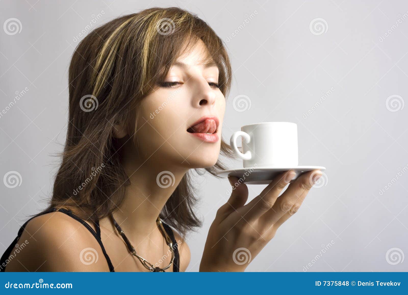 Young Woman Drinking Coffee Stock Photo - Image of girls, cafe: 7375848