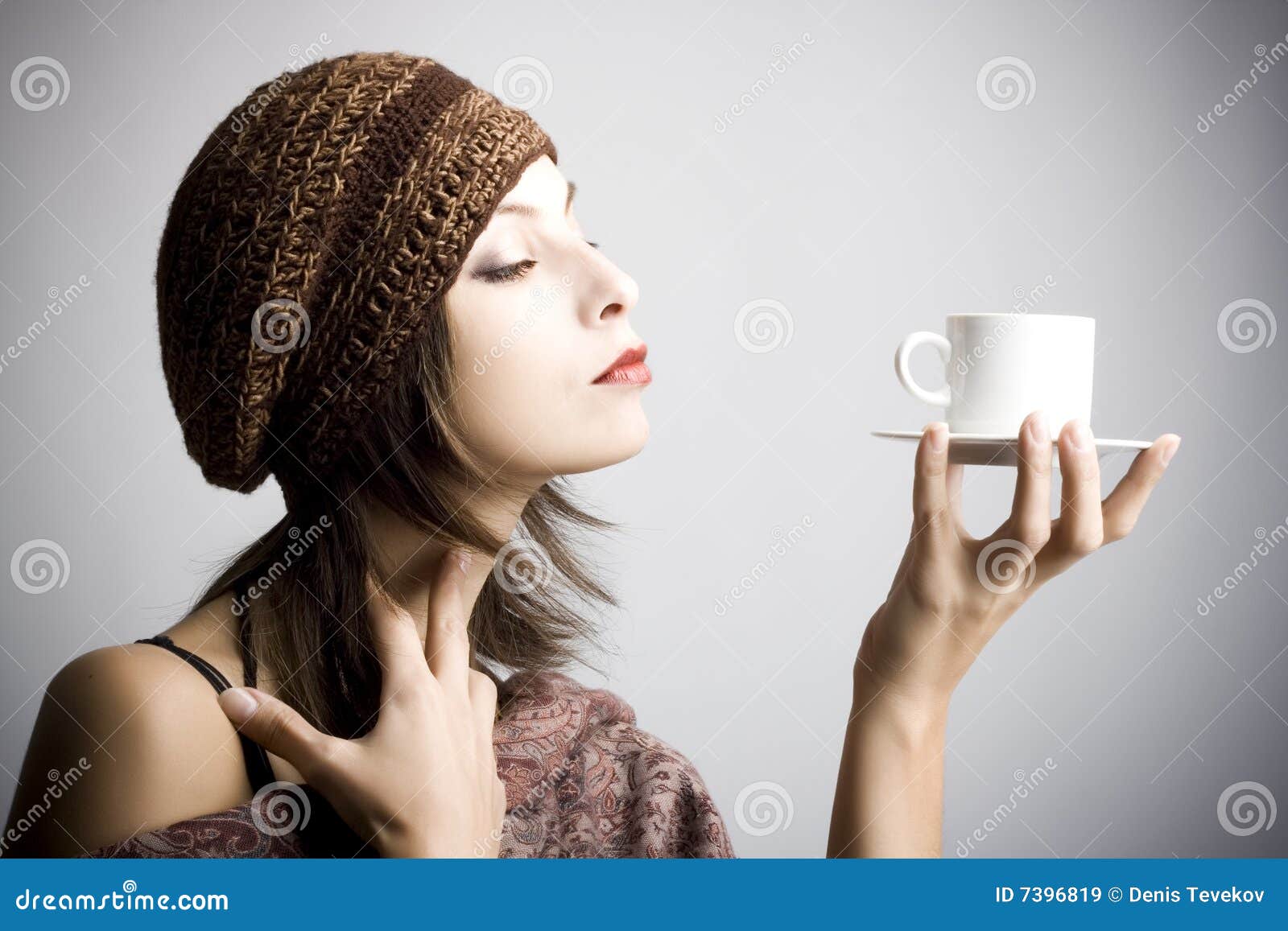 Young Woman Drinking Coffee Stock Image - Image of cute, drink: 7396819