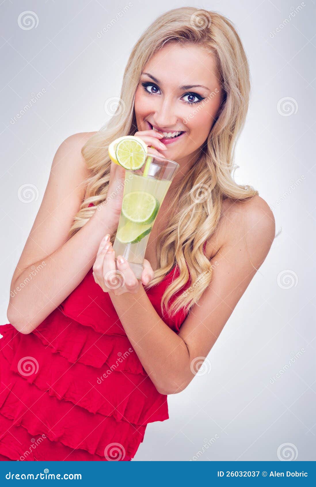 Young Woman Drinking Lemonade Stock Image - Image of close, pretty ...