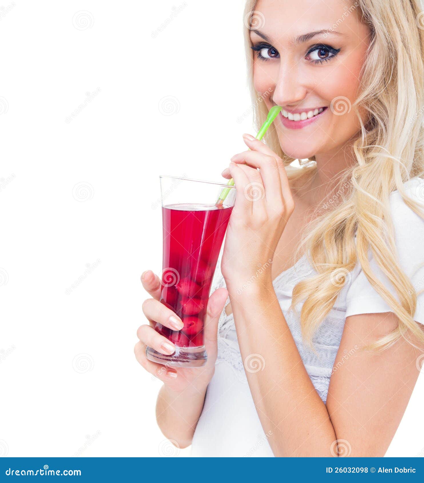 Young Woman Drinking Lemonade Stock Photo - Image of straw, female ...