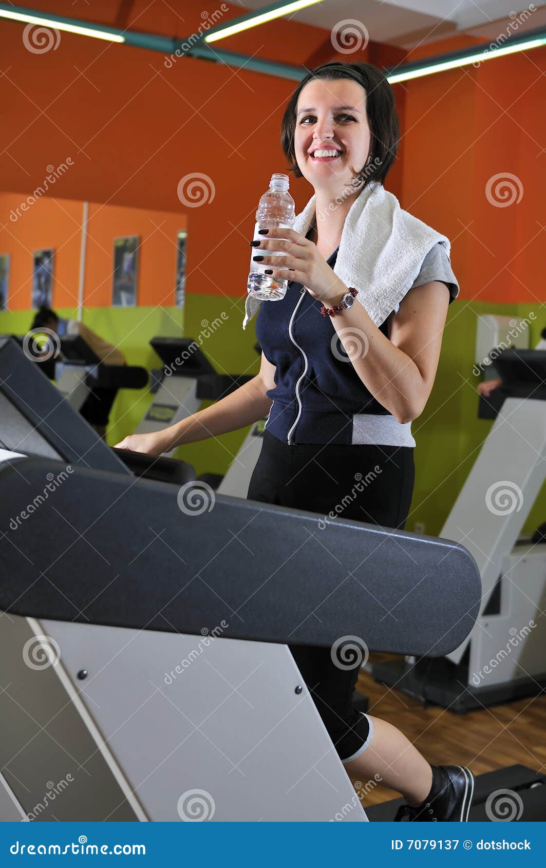 Young Woman Drinking Water while Working Out Stock Image - Image of ...