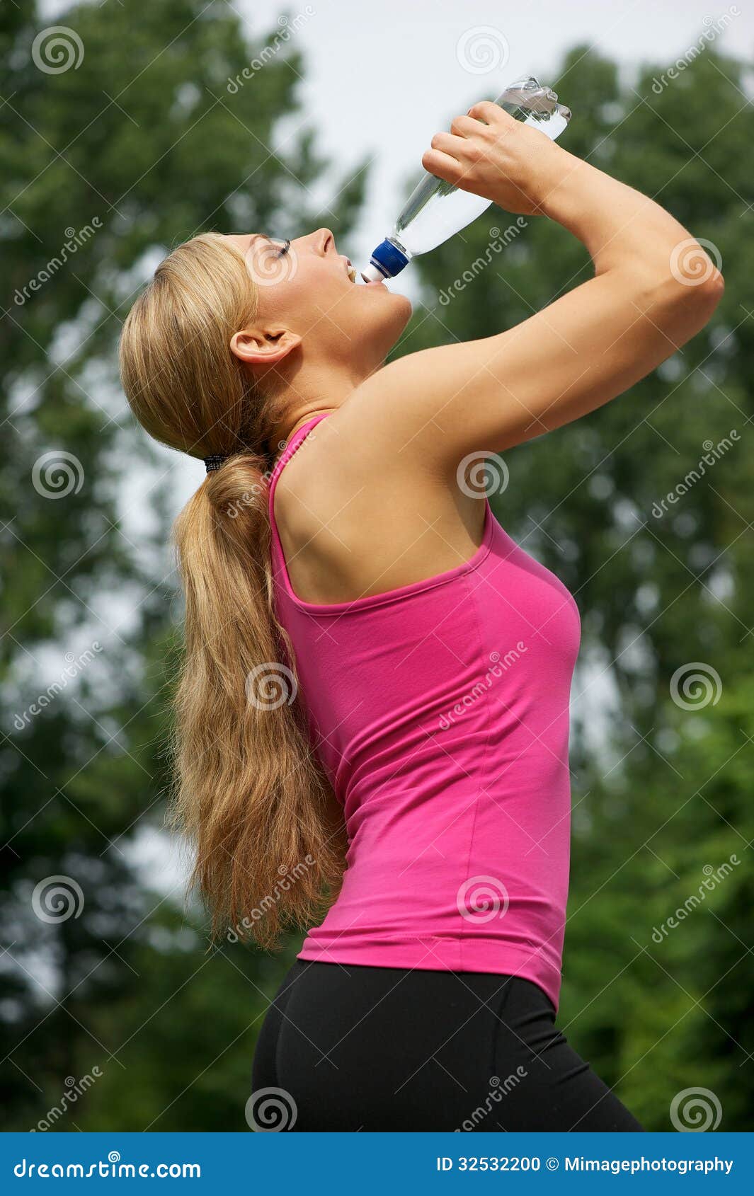 Young Woman Drinking Water after Workout Stock Photo - Image of adult ...
