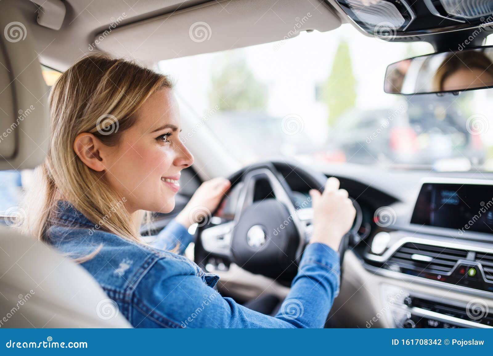 Young Woman Driver Sitting in Car, Driving. Stock Photo - Image of ...