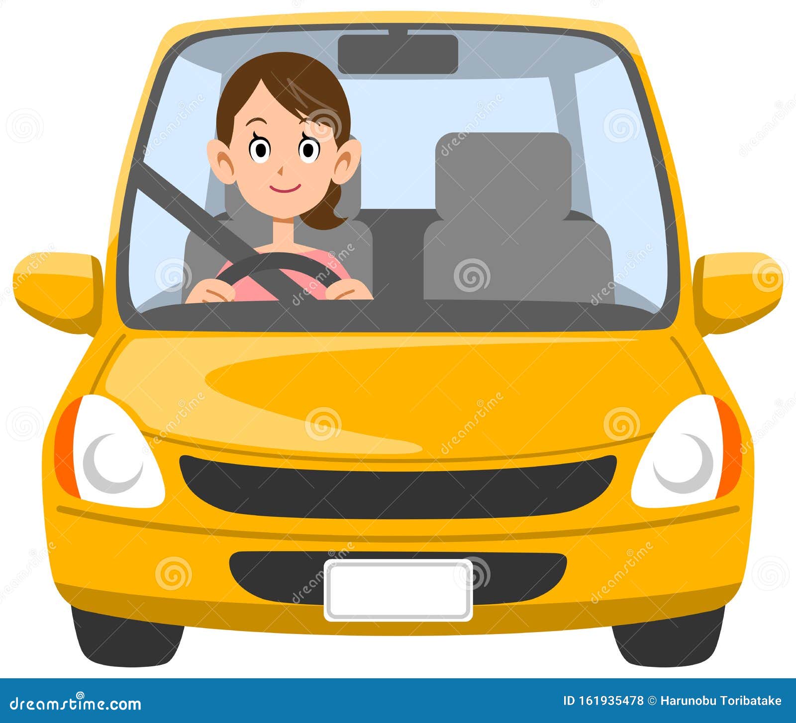 Young woman driving a car stock vector. Illustration of drive - 161935478