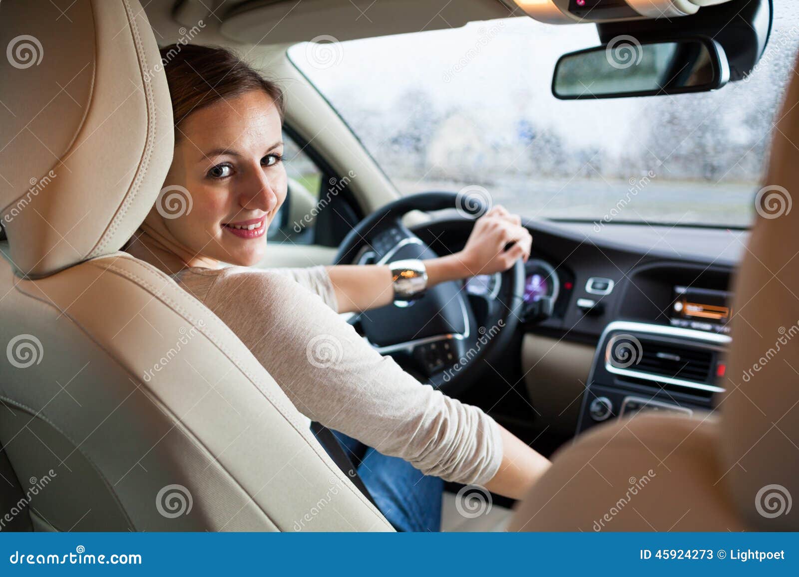 Young, woman driving a car stock image. Image of concept - 45924273