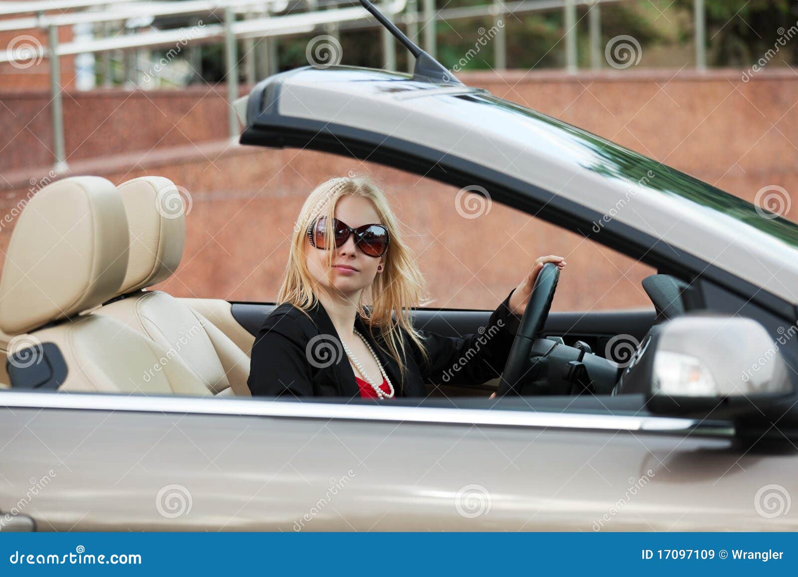 Young Woman Driving a Convertible Car Stock Image - Image of happy ...