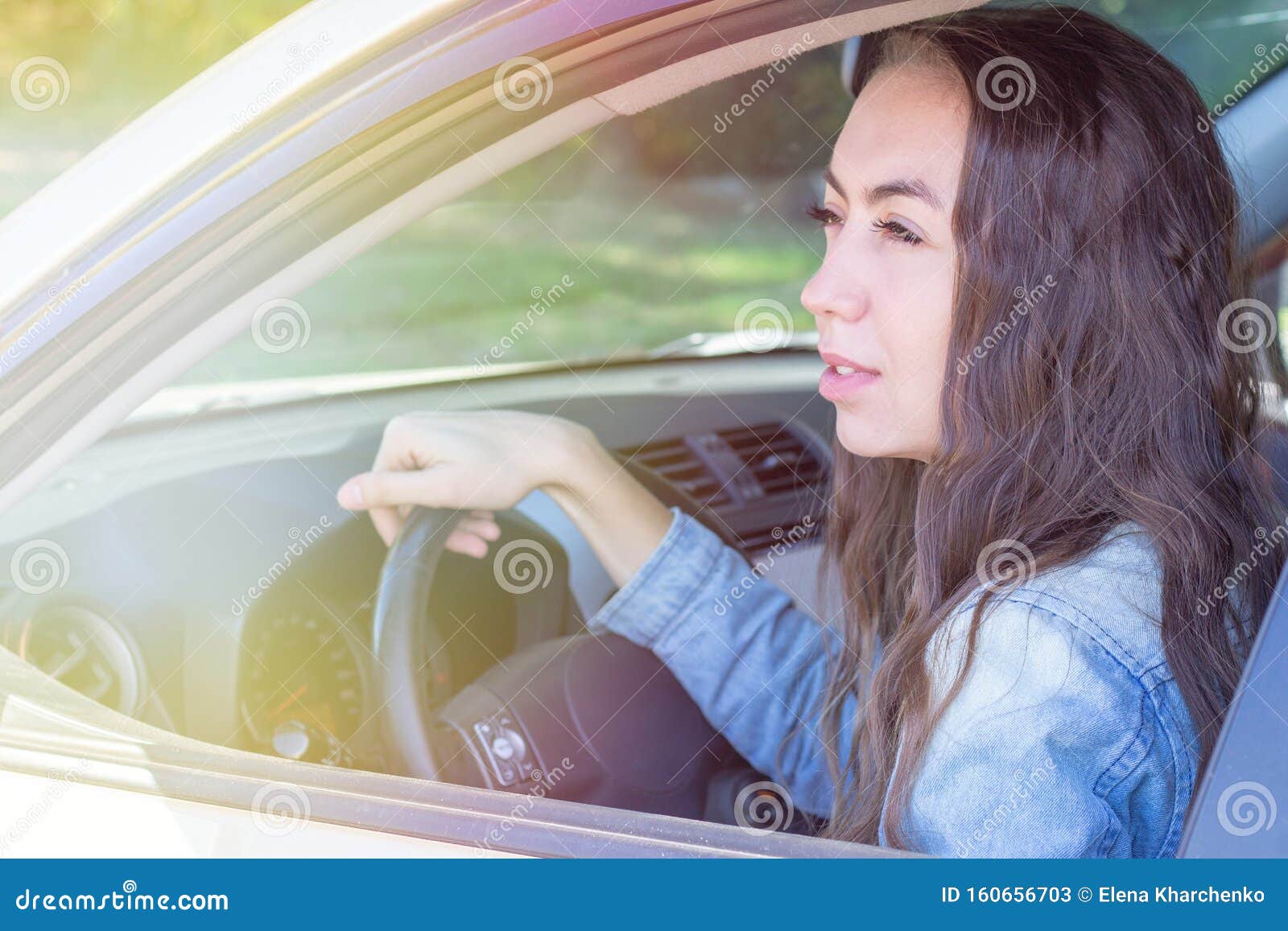 Young Woman Driving Her Car. Attractive Young Girl Driver Stock Image ... Young Woman Driving Her Car. Attractive Young Girl Driver Stock Image ...