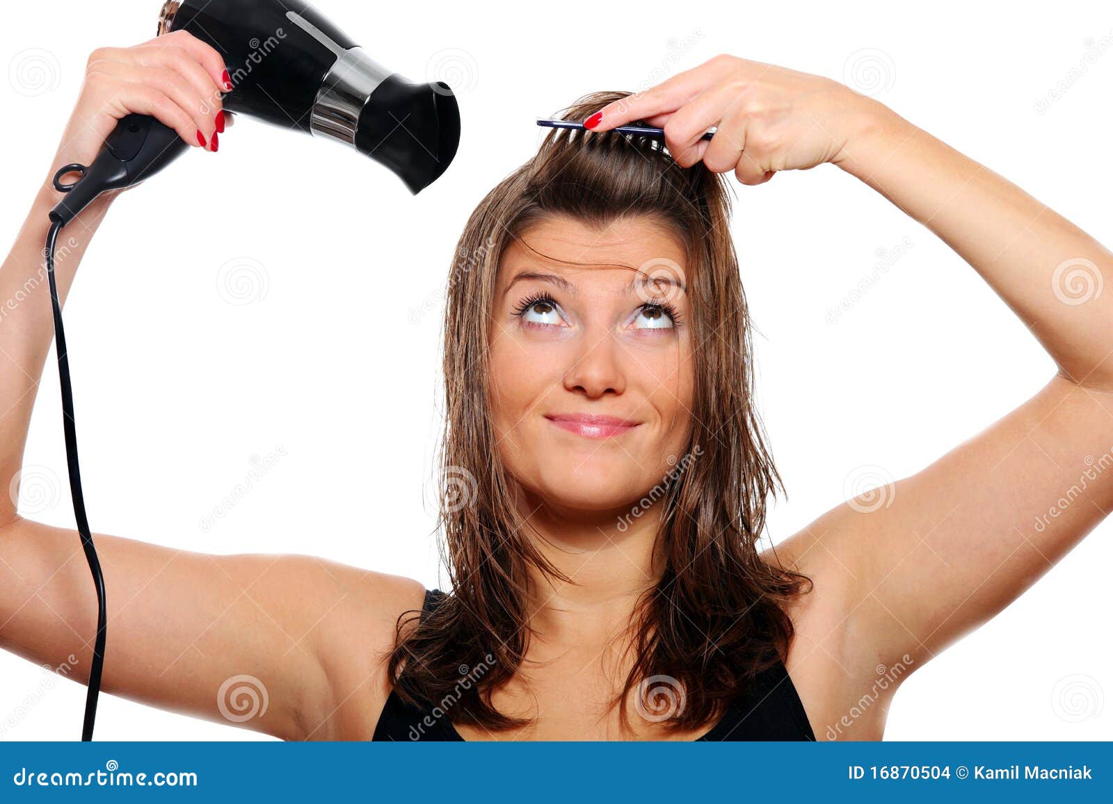 Young woman drying hair stock photo. Image of sensuality - 16870504