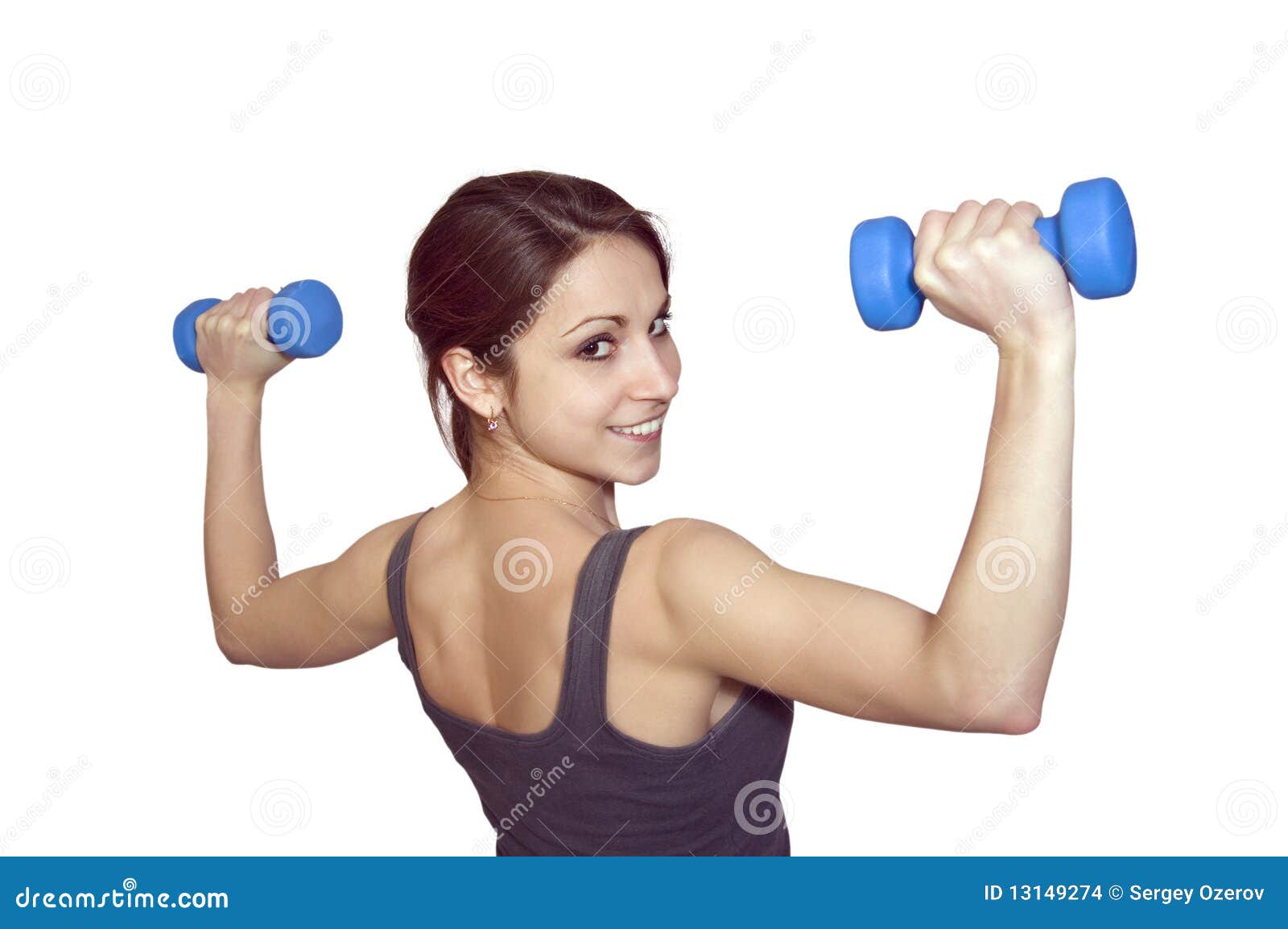 The Young Woman with Dumbbells Stock Photo - Image of force, lifting ...