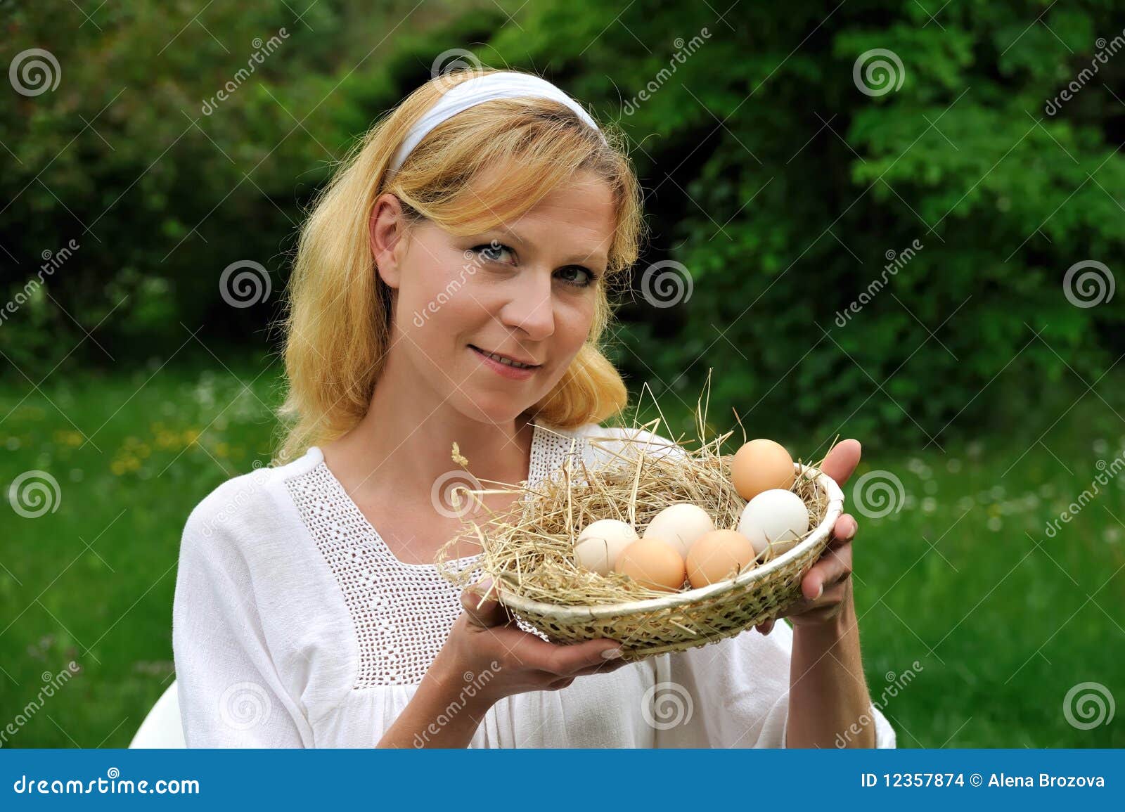 Young Woman and Easter Eggs Stock Photo - Image of chicken, beautiful ...