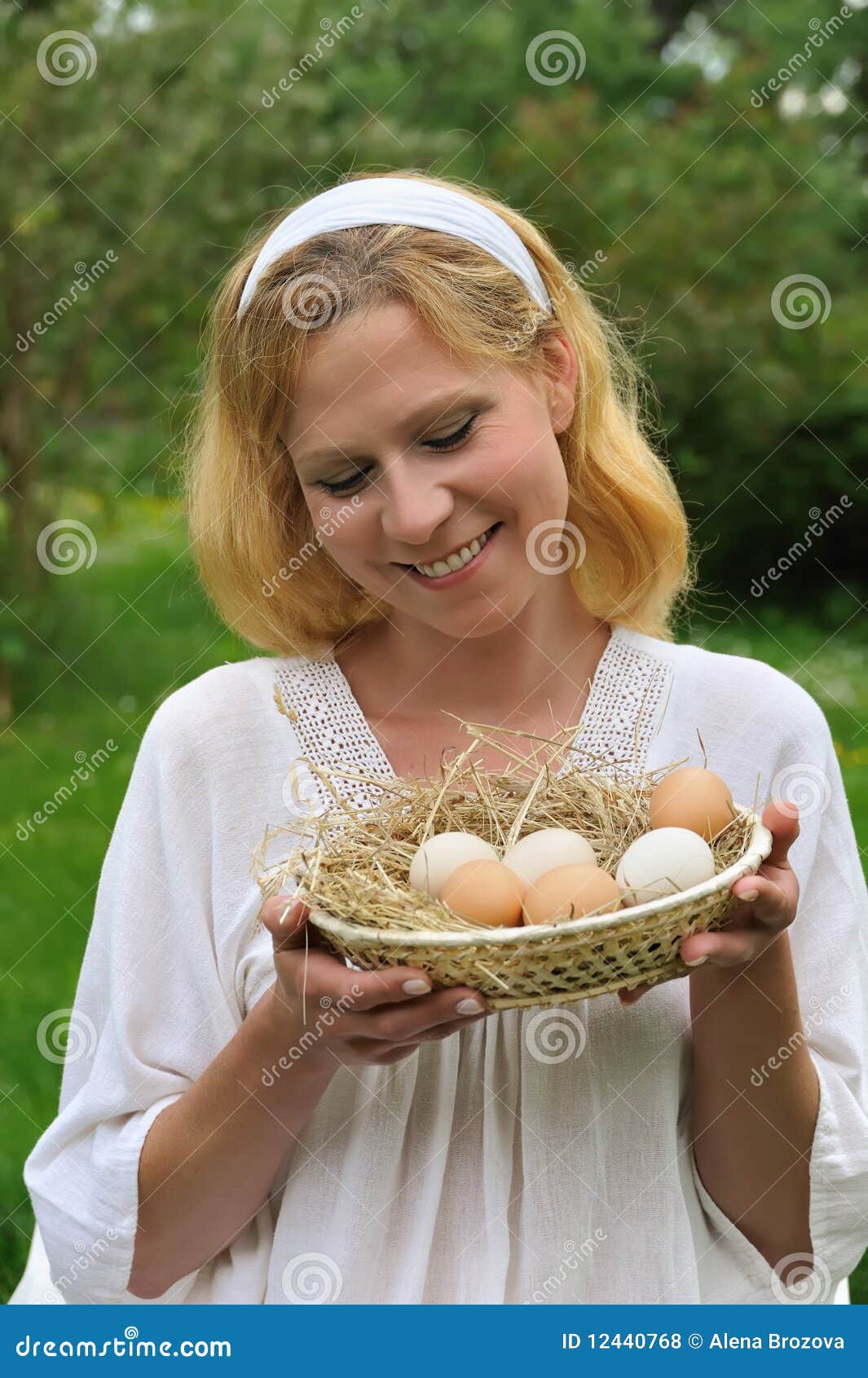 Young Woman and Easter Eggs Stock Photo - Image of green, face: 12440768
