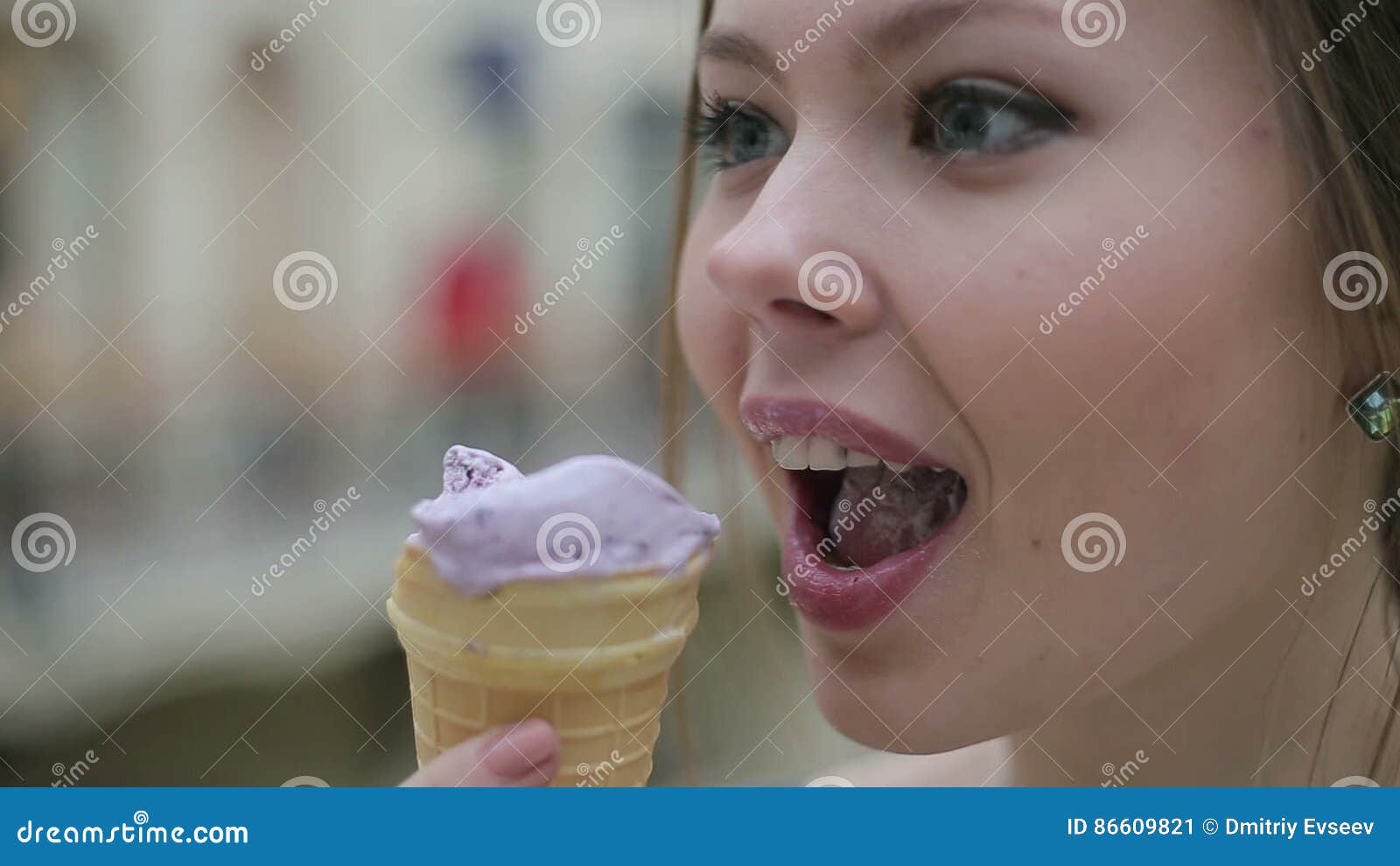 Young Woman Eat Ice Cream Stock Video Video Of Face 86609821