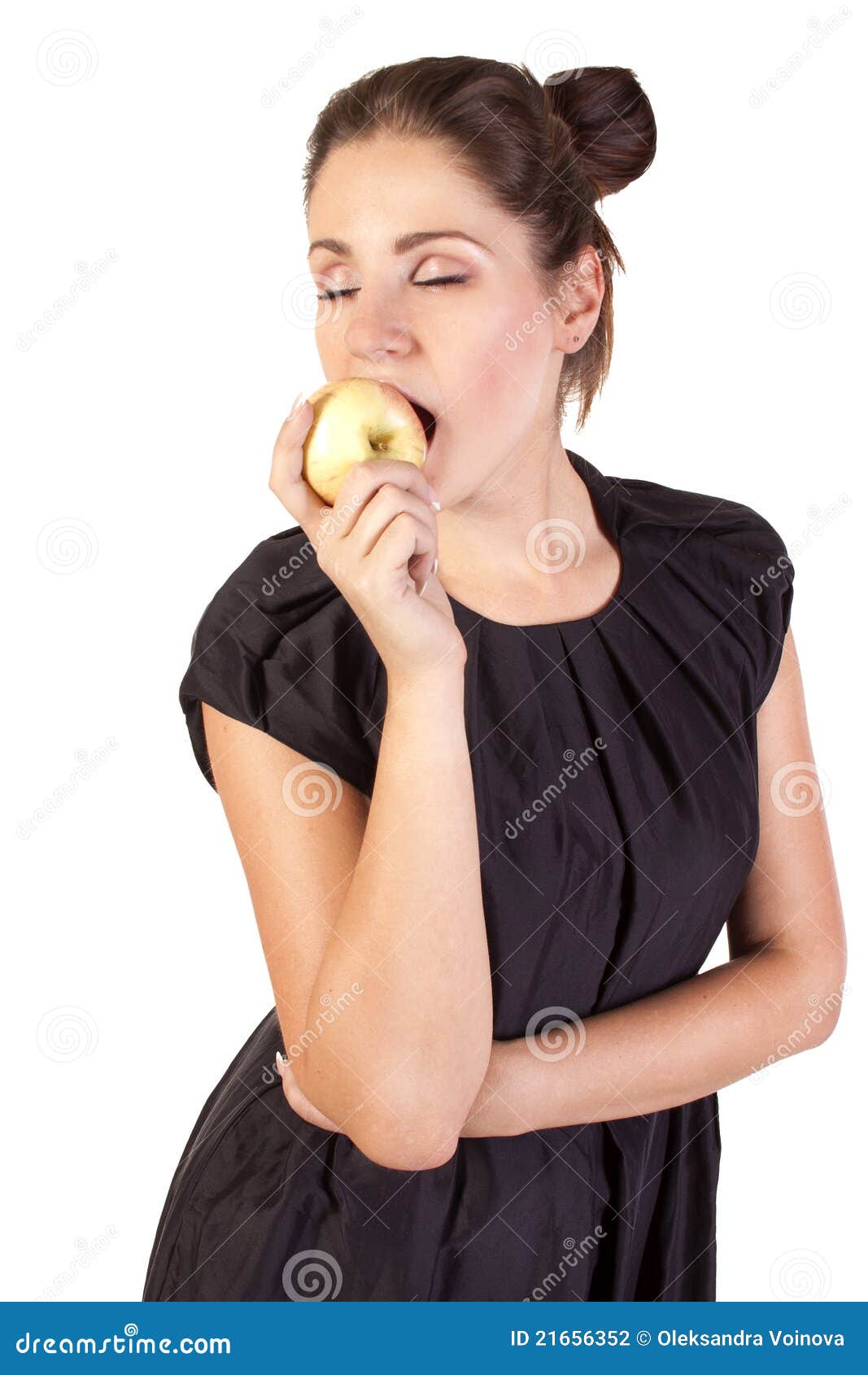 Young woman eating apple stock photo. Image of nutrition - 21656352