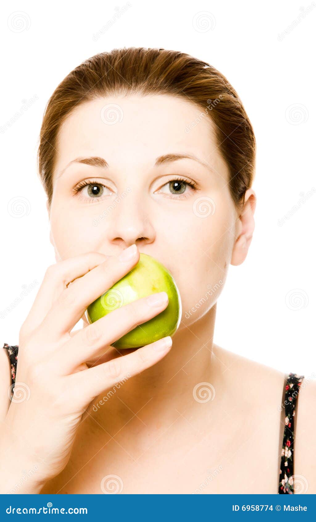 Young woman eating apple stock photo. Image of head, beautiful - 6958774