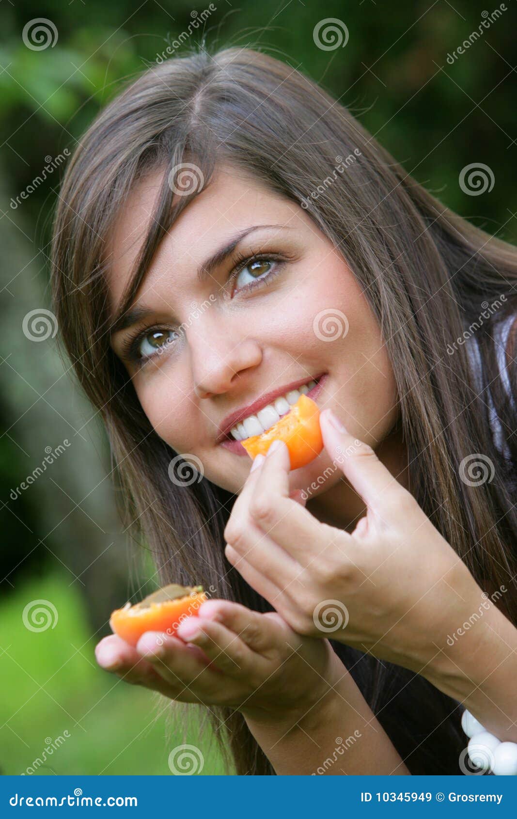 Young Woman Eating Apricots Stock Image - Image of lady, mouth: 10345949