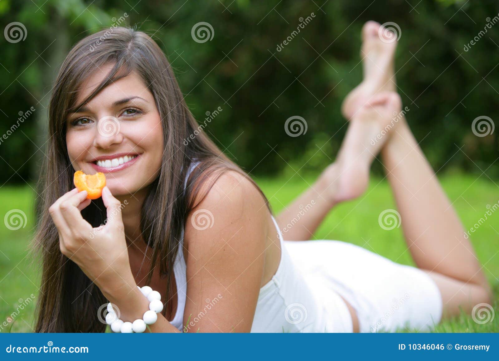 Young Woman Eating Apricots Stock Photo - Image of food, calories: 10346046