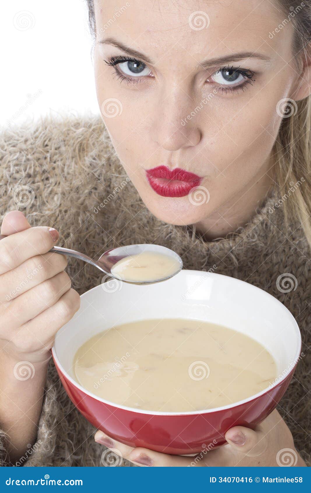 Young Woman Eating Chicken Soup Stock Photo - Image of white, chicken ...