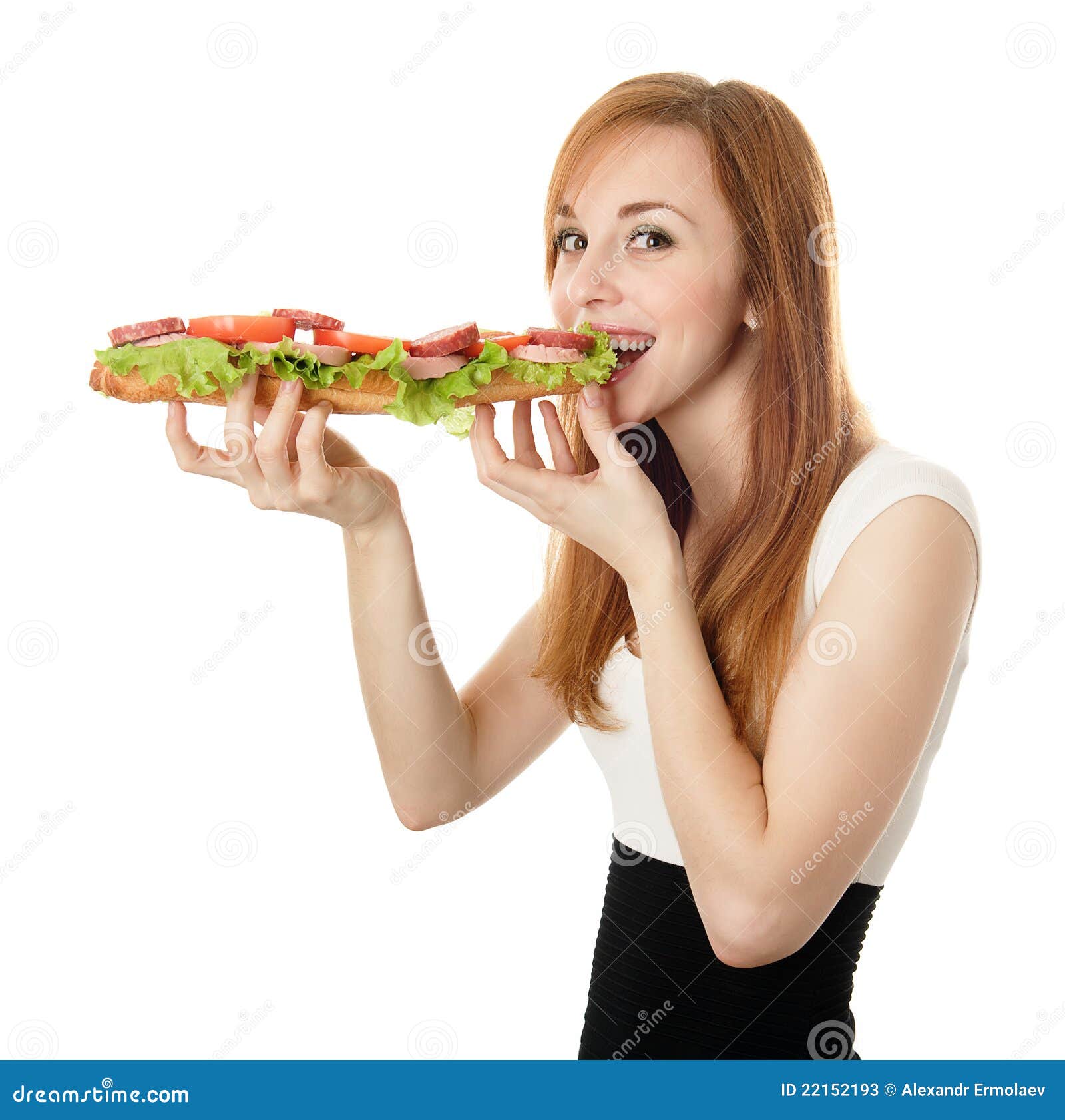 Young Woman Eating Fast Food Stock Image - Image of hungry, adult: 22152193