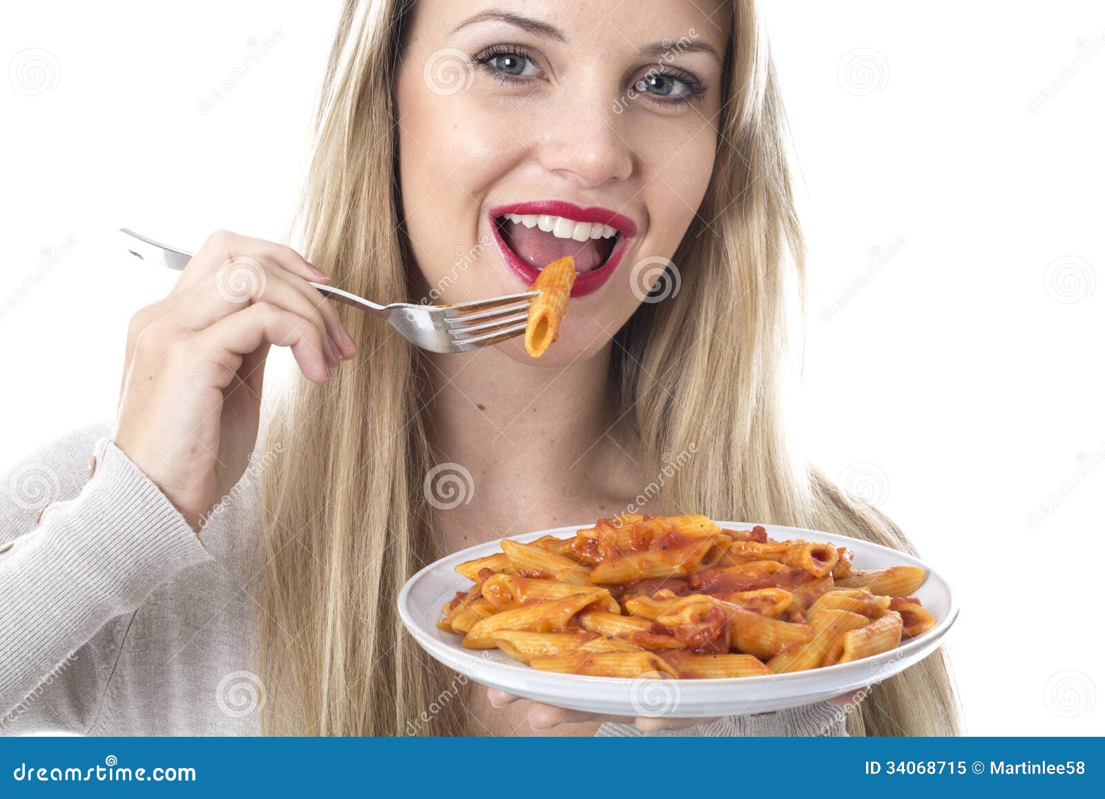 Eating Penne Rigate Bolognese Or Bolognaise Sauce Noodles Pasta Stock ...