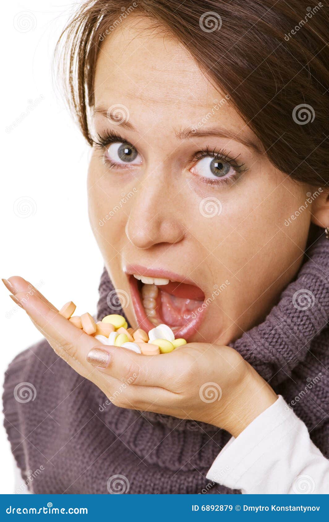 Young woman eating pills stock image. Image of eating - 6892879