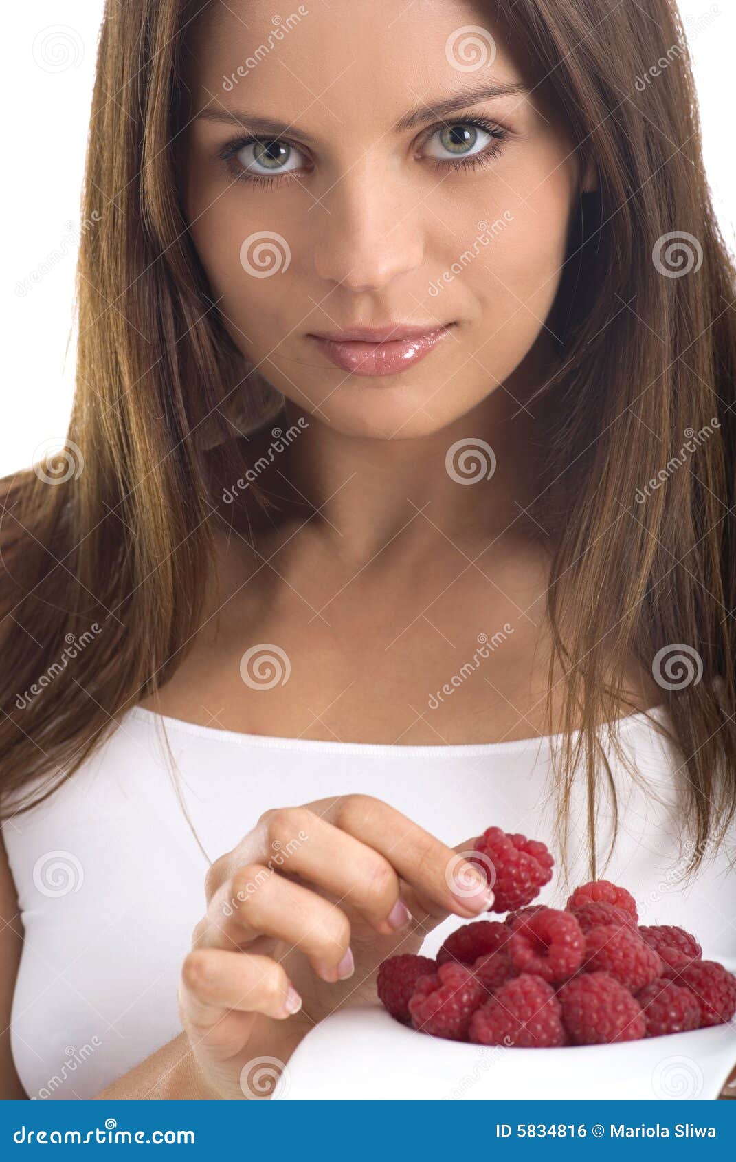 Young Woman Eating Raspberry Stock Photo - Image of diet, summer: 5834816