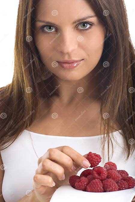 Young Woman Eating Raspberry Stock Photo - Image of diet, summer: 5834816