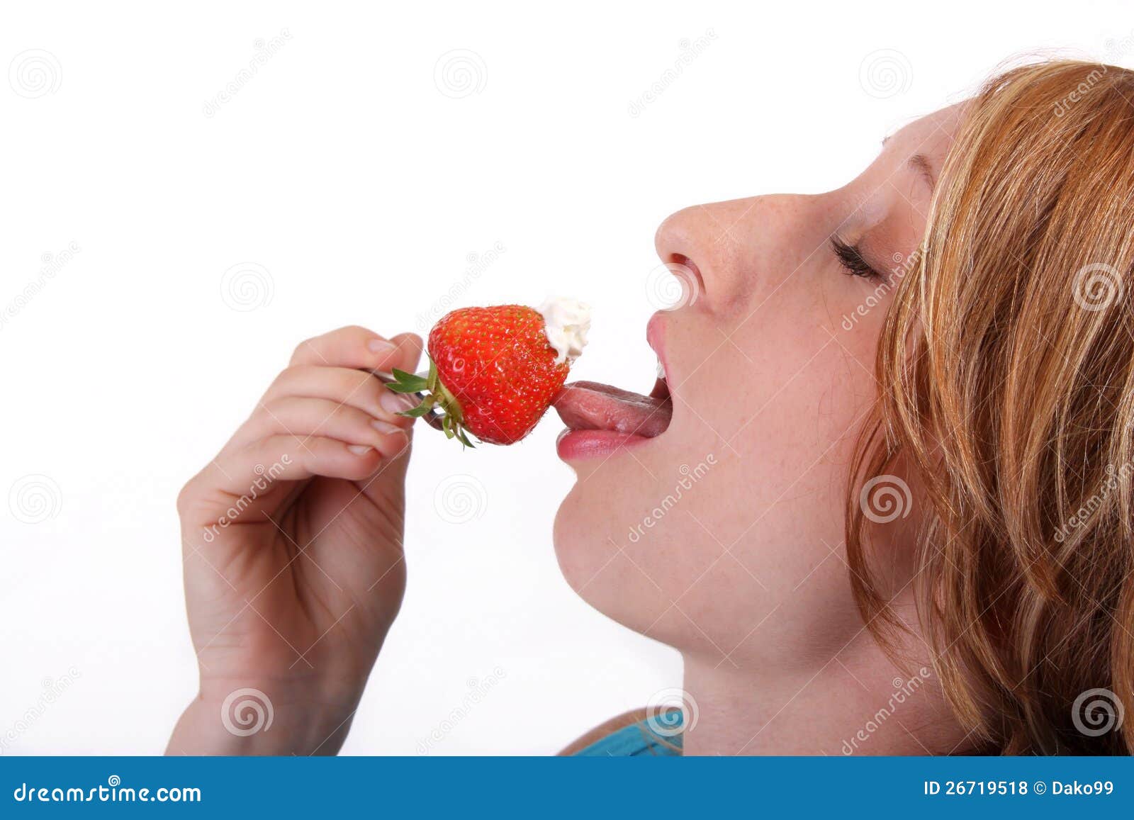 Young Woman Eating Strawberry Stock Photo - Image of smile, happy: 26719518
