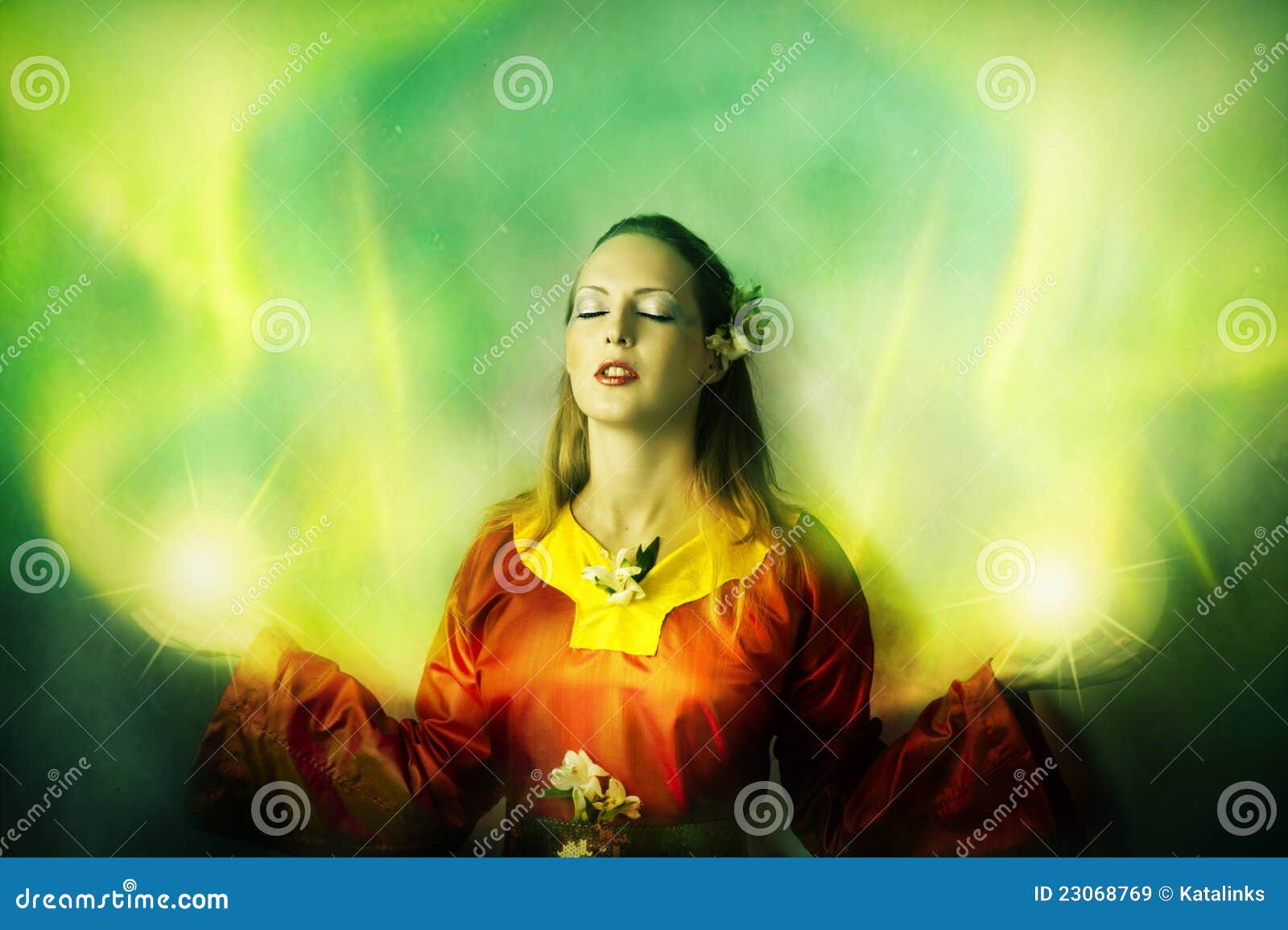 Young Woman Elf or Witch Making Magic Stock Image - Image of fairytale ...