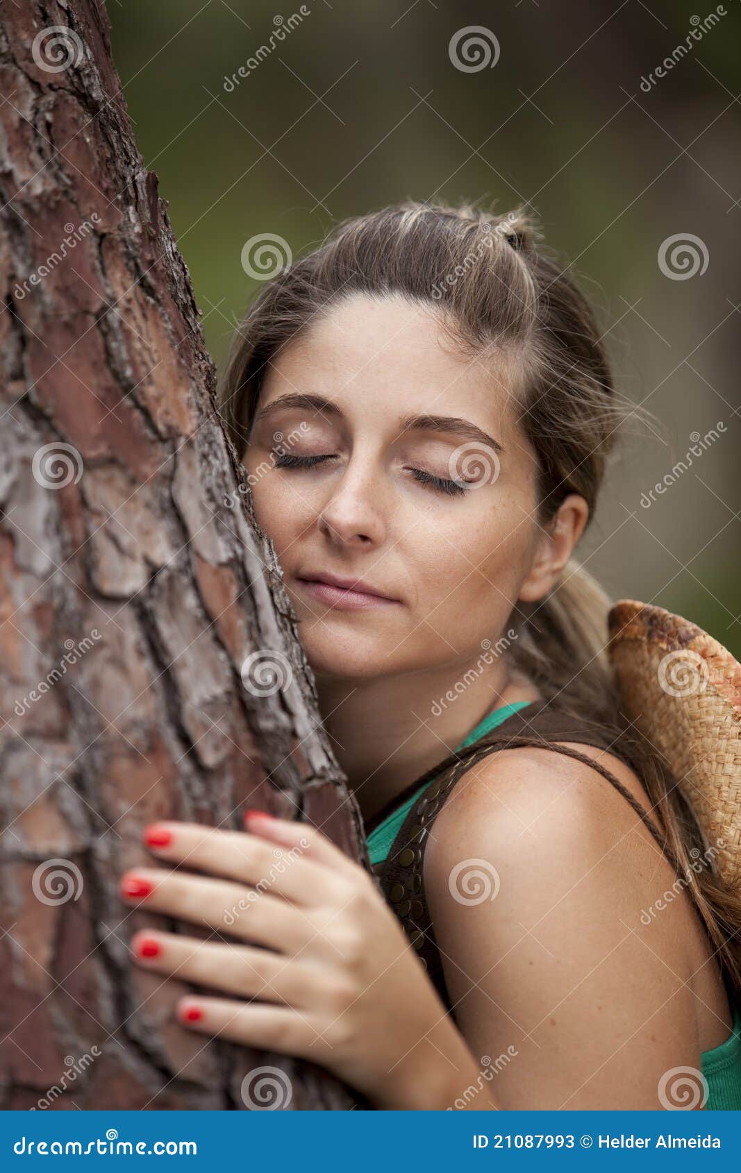 Young Woman Embracing A Tree Stock Image Image Of Hand Green 21087993