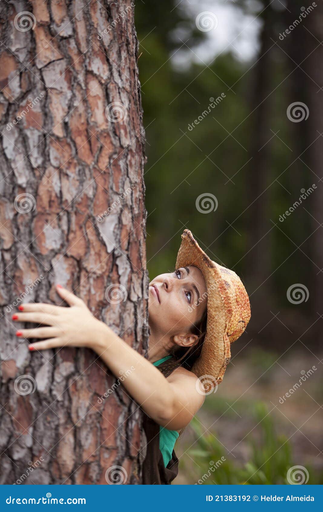 Young Woman Embracing a Tree Stock Photo - Image of hand, environmantal ...