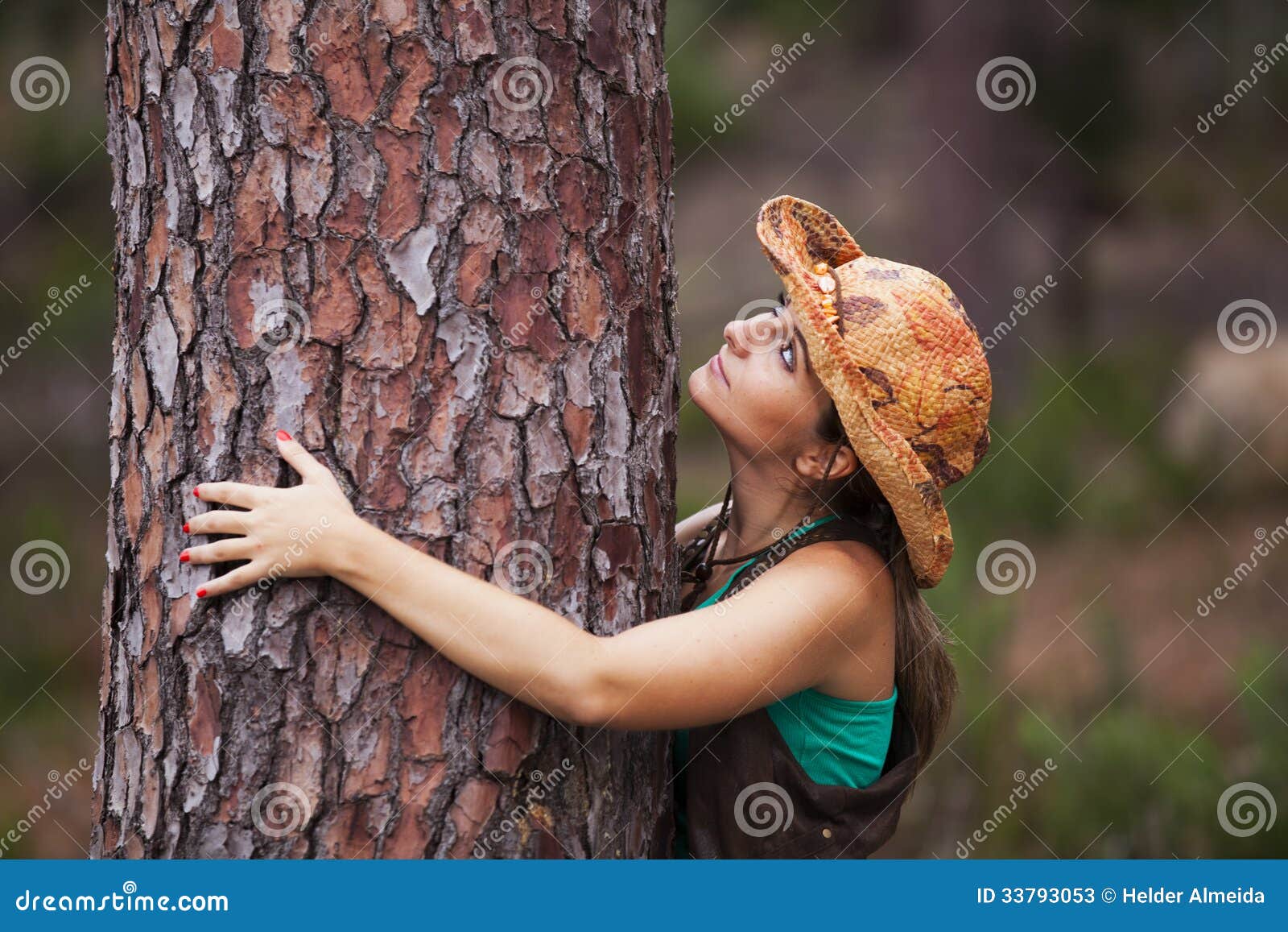 Young Woman Embracing a Tree Stock Image - Image of love, human: 33793053