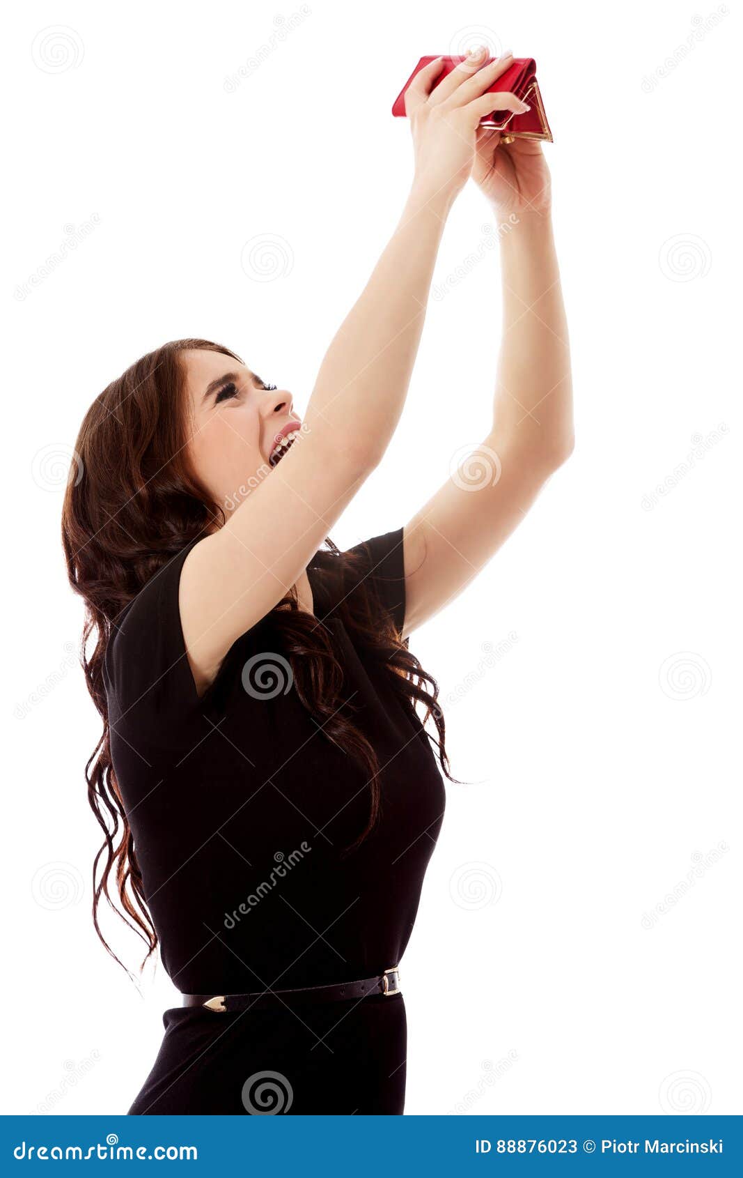 Young Woman with Empty Wallet - Broke Stock Image - Image of concept ...