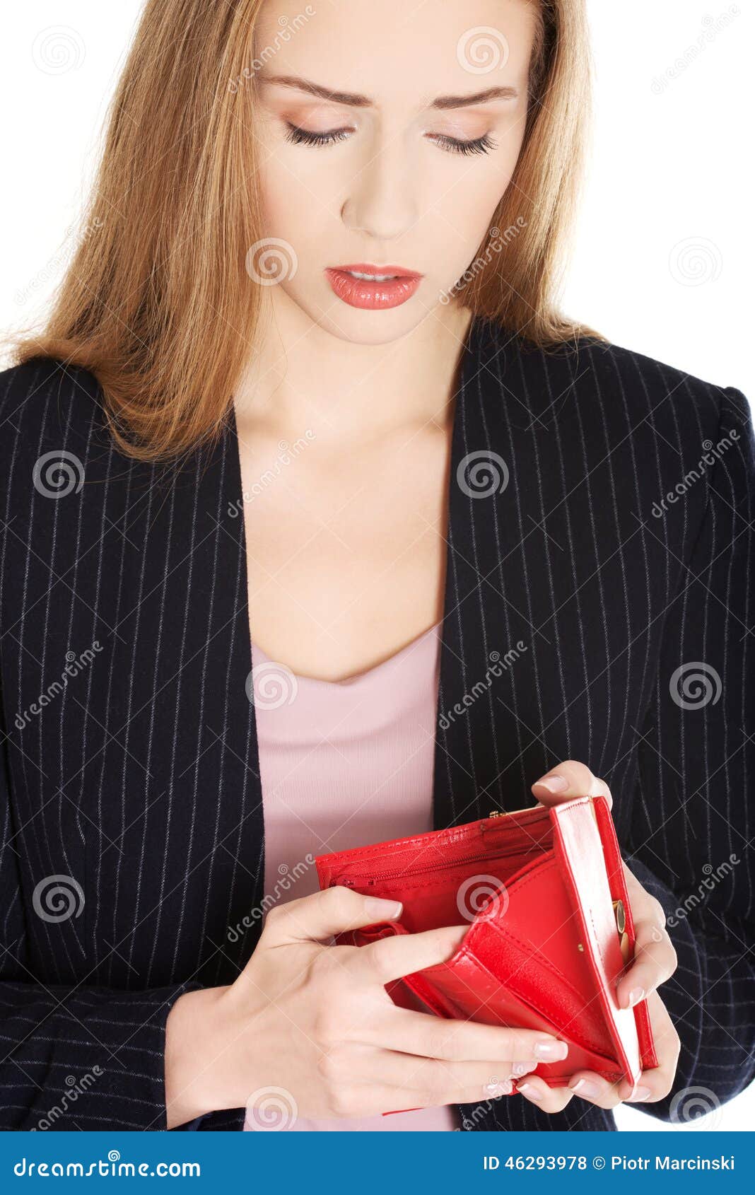 Young Woman with Empty Wallet Stock Photo - Image of expenses, poor ...