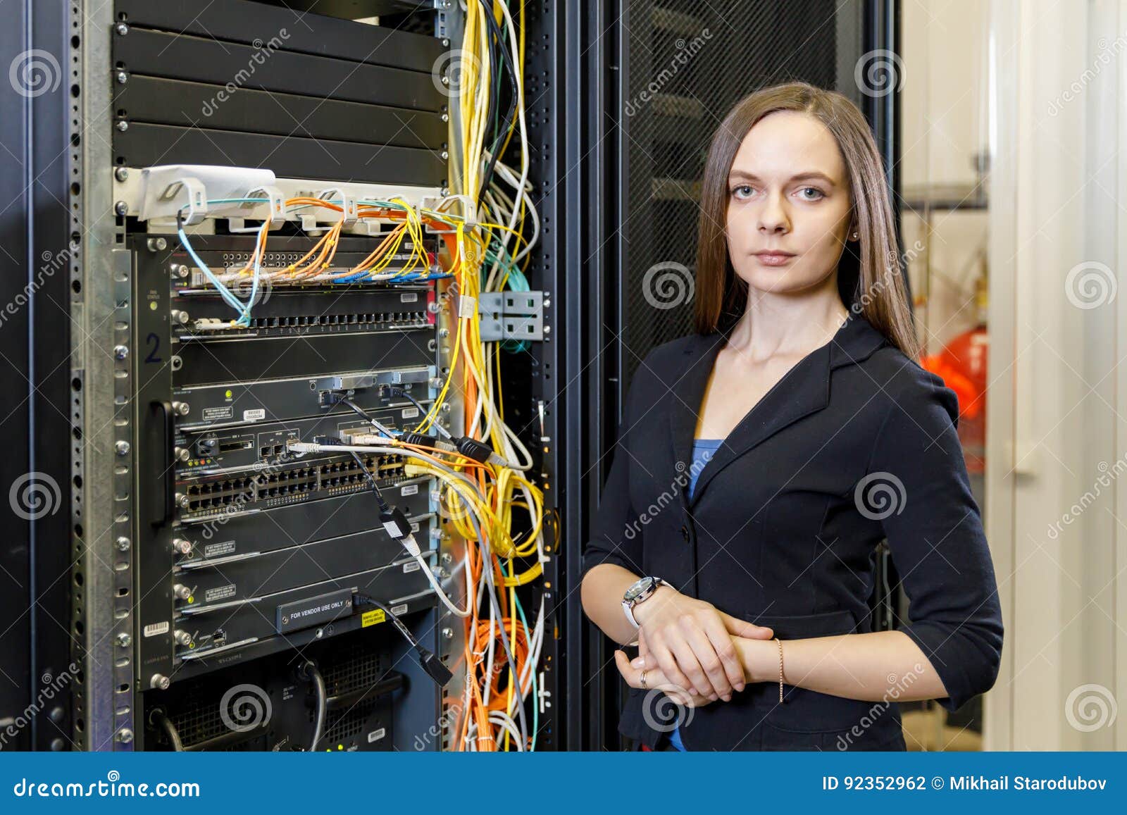 Young Woman Engineer at the Network Equipment Stock Photo - Image of ...