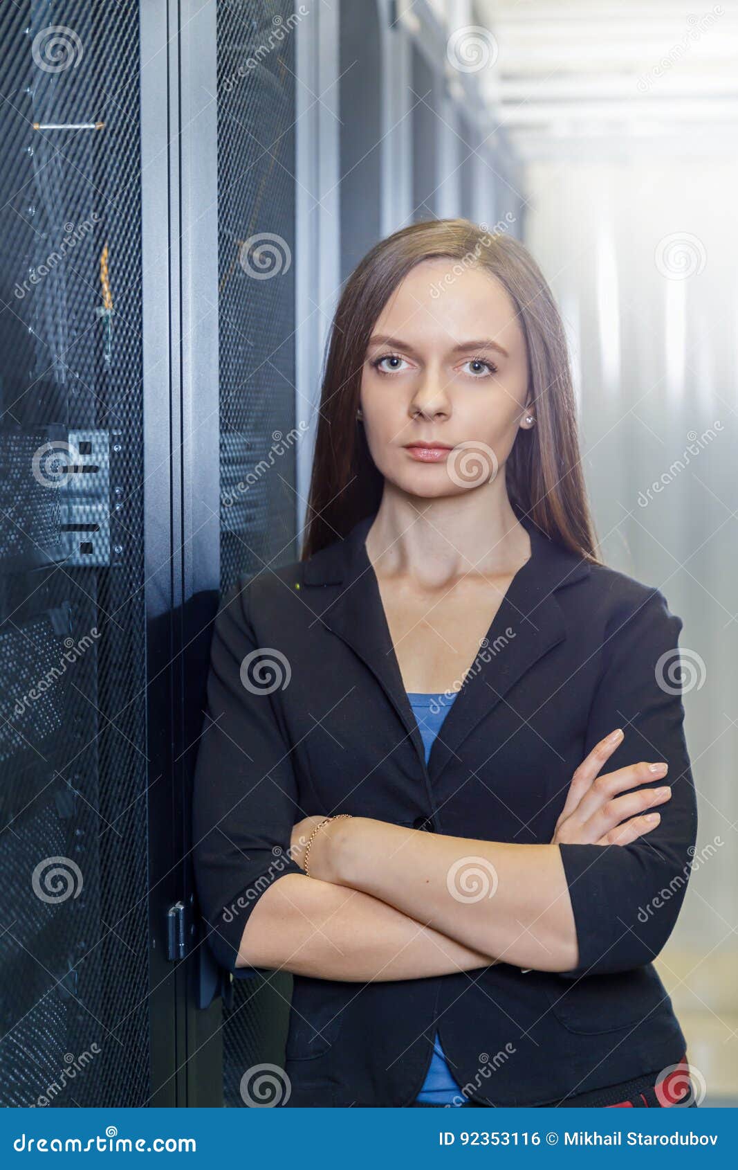 Young Woman Engineer at the Network Equipment Stock Photo - Image of ...