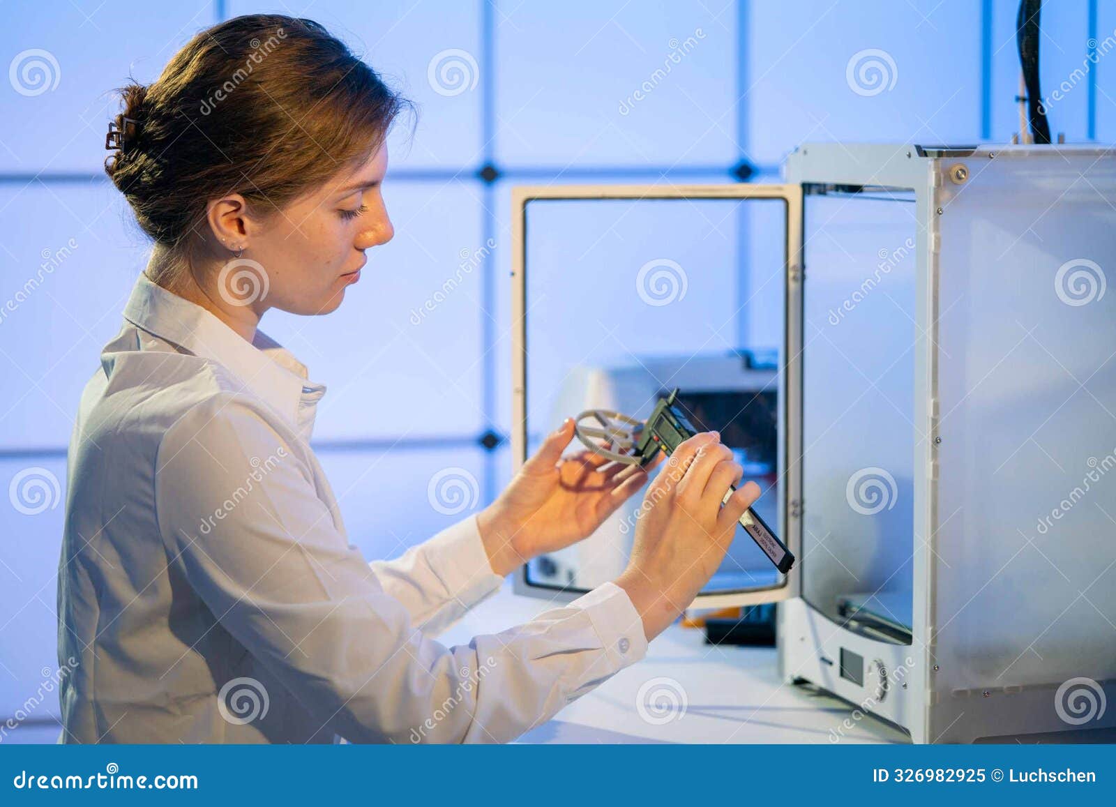 Young Woman Engineer Working in 3D Printing Laboratory Stock Image ...