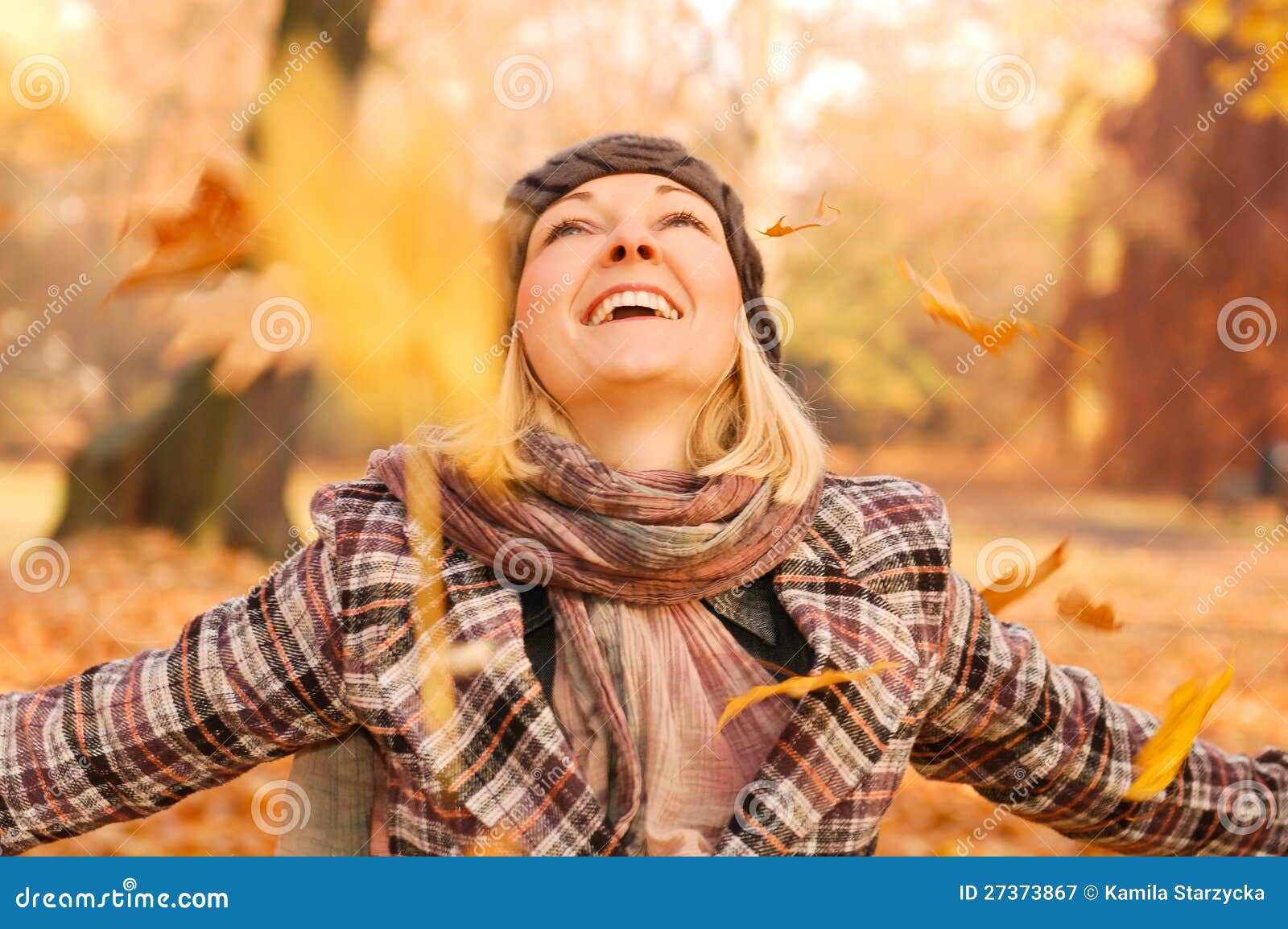 Young Woman Enjoying Autumn Stock Image - Image of woman, autumn: 27373867