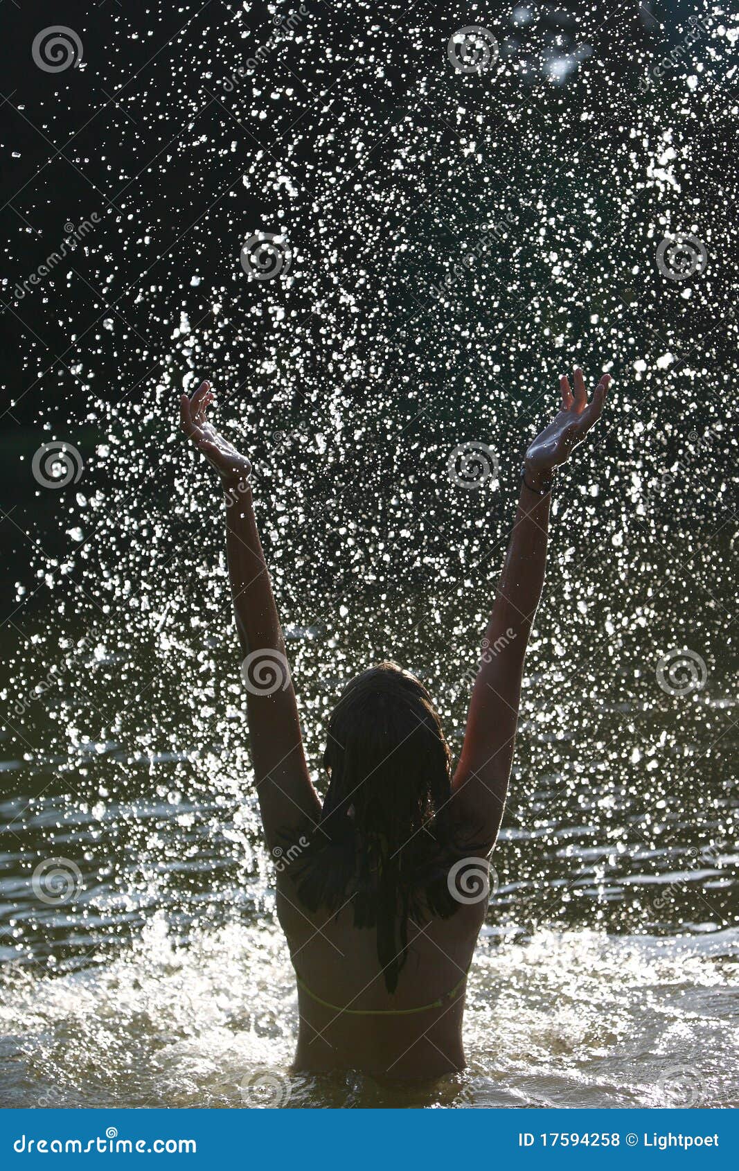 Young Woman Enjoying a Bath in a Lake Stock Photo - Image of lifestyle ...