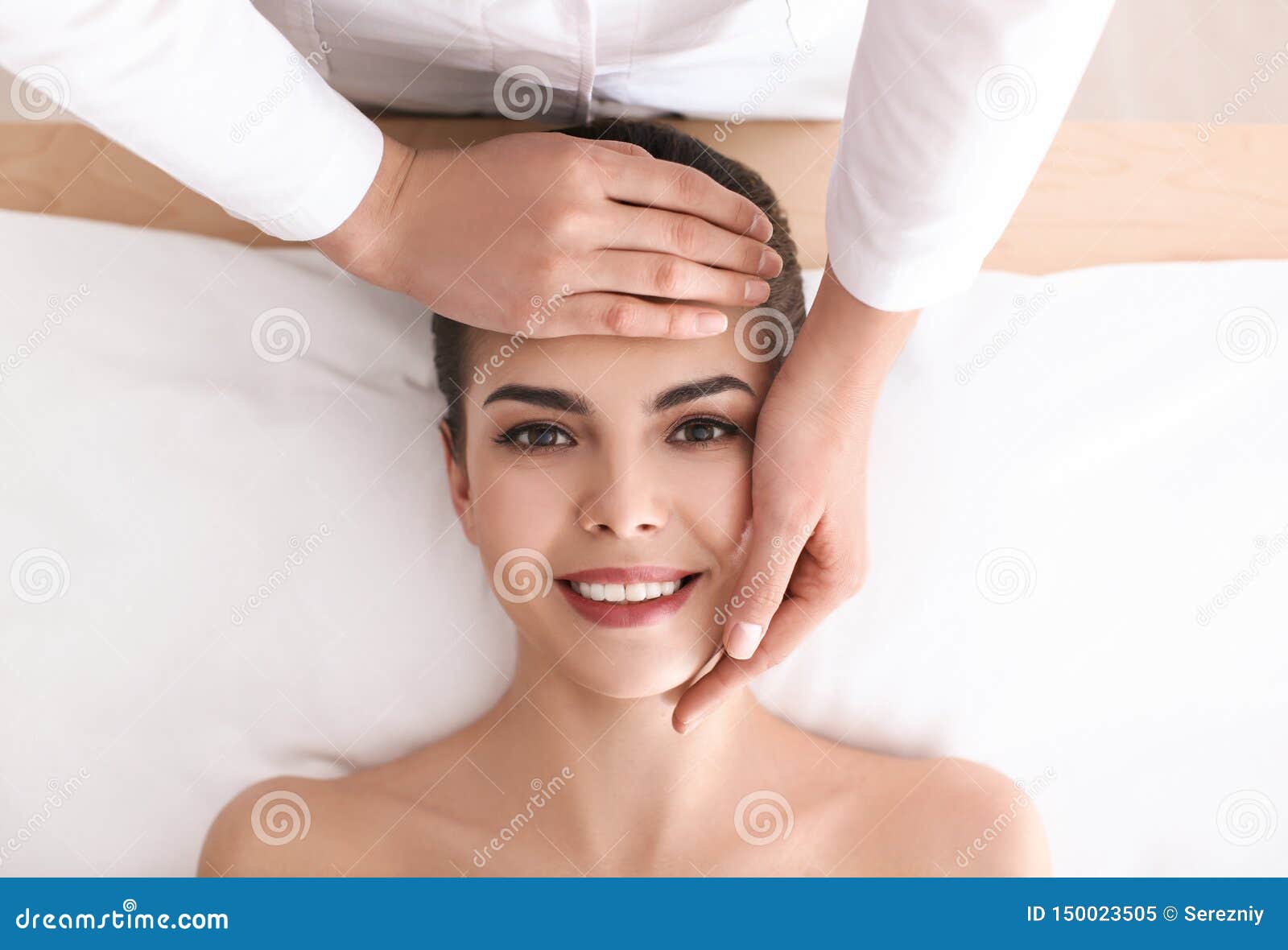 Young Woman Enjoying Facial Massage In Spa Salon Stock Image Image Of