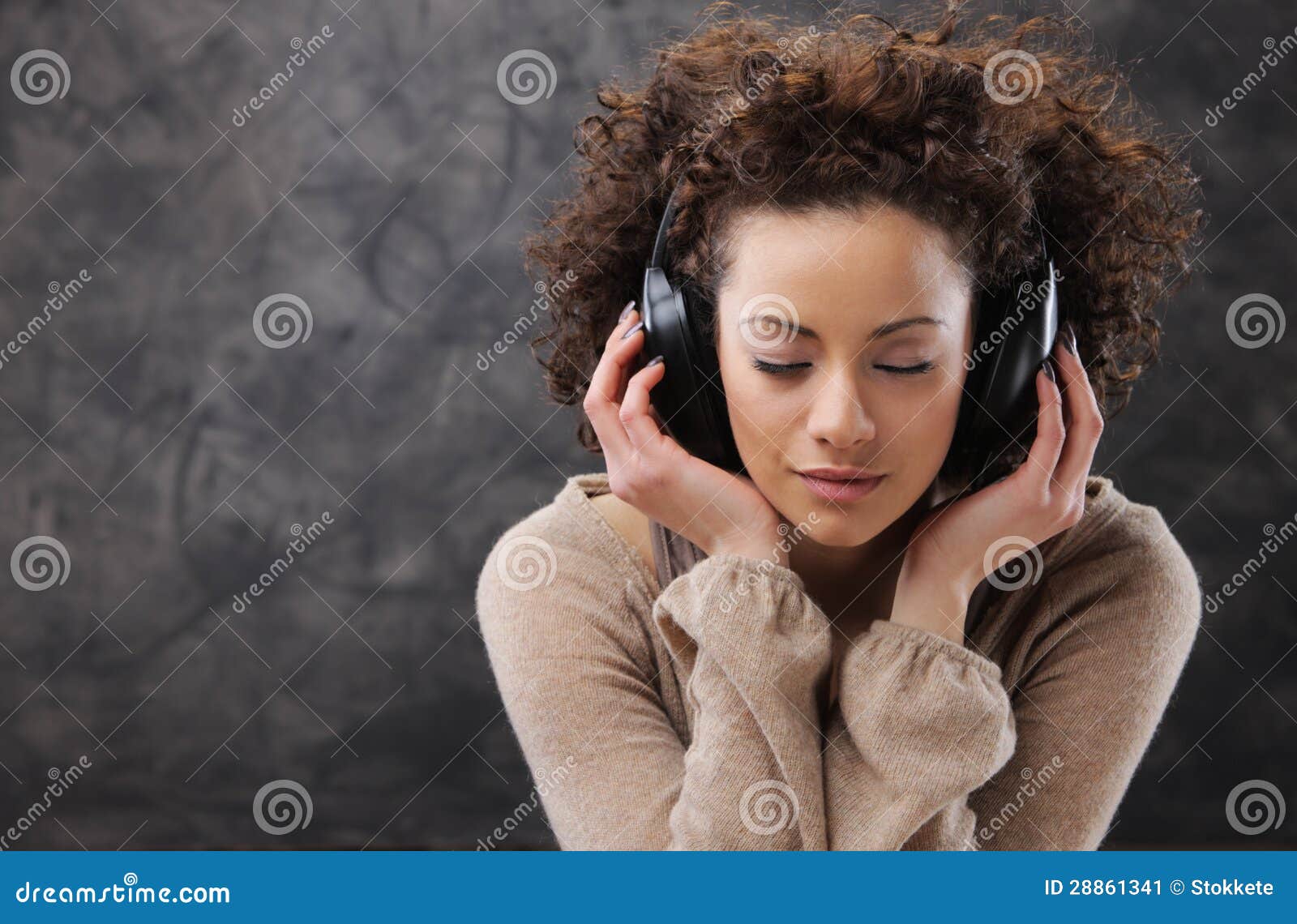 Young woman enjoying music stock image. Image of model - 28861341