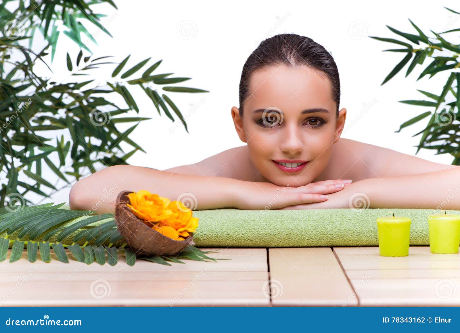 The Young Woman Enjoying Spa Treatment Stock Photo - Image of lying ...