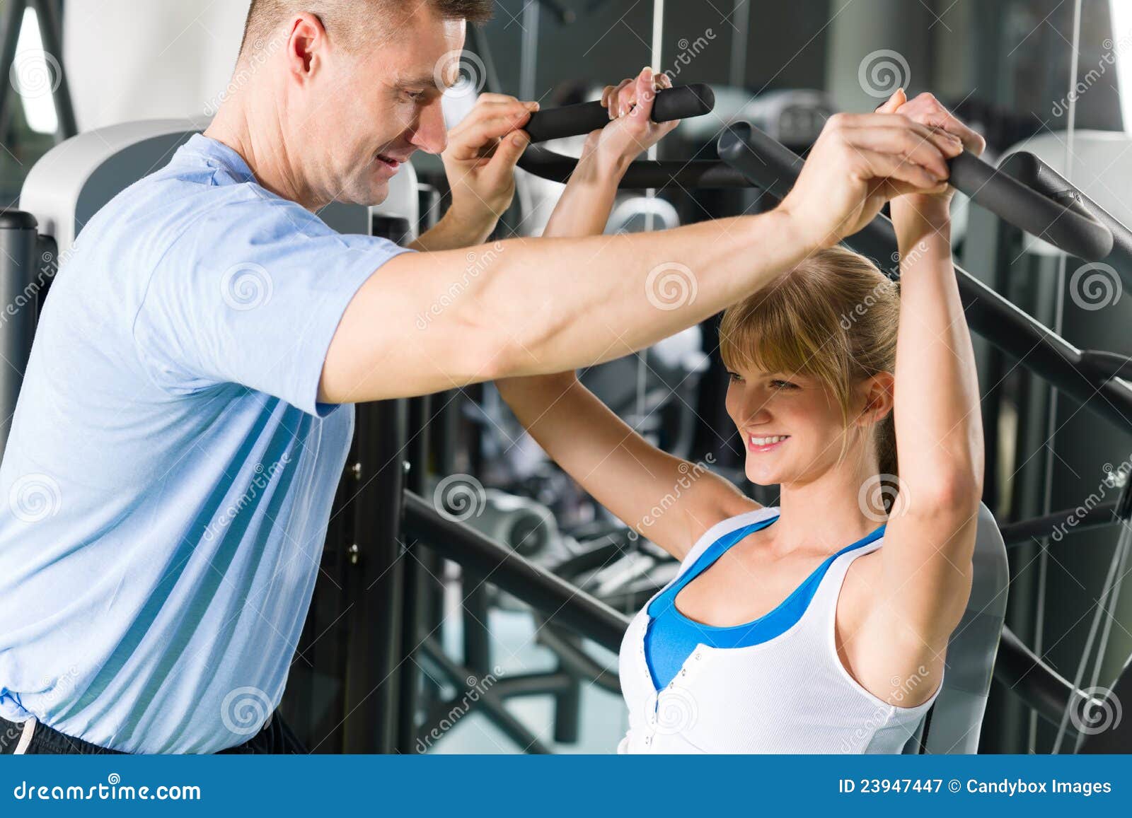 Young Woman Exercise on Shoulder Press Machine Stock Image - Image of ...