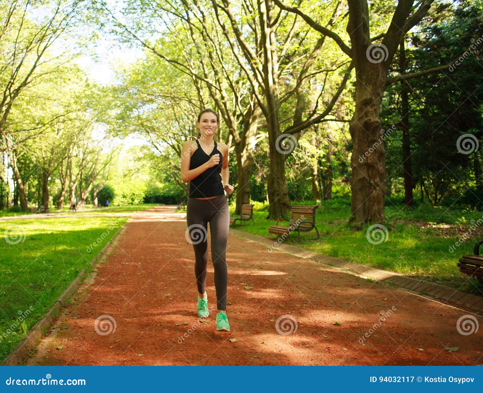Young Woman Exercising Running in Summer Park Stock Image - Image of ...