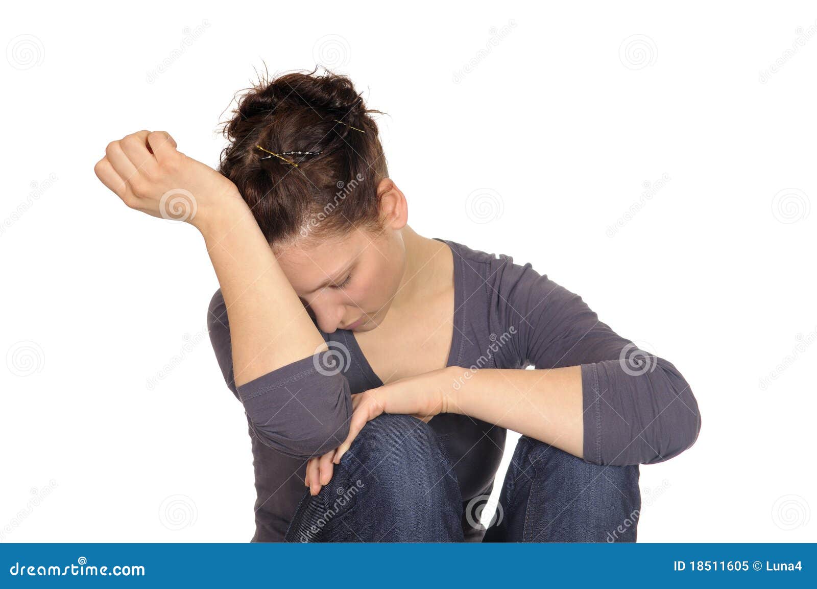 Young woman is exhausted stock image. Image of white - 18511605