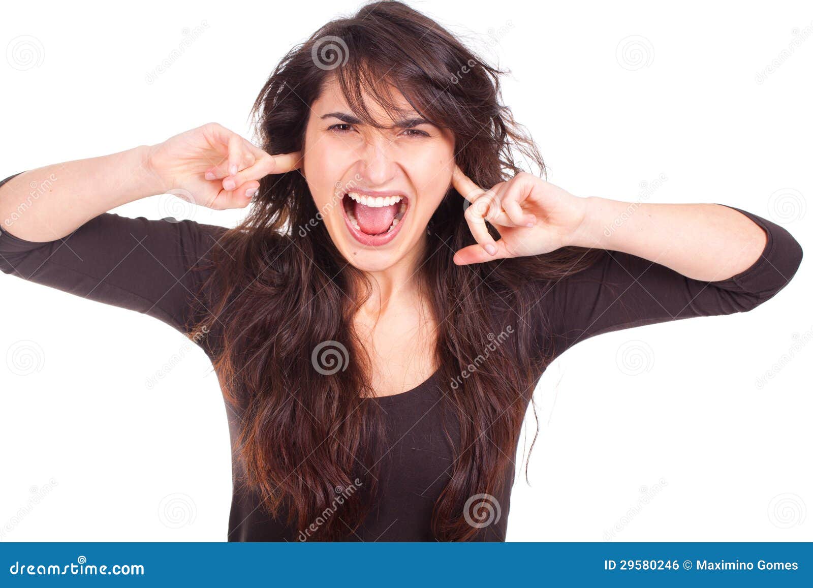 Young Woman with Expression of Panic Stock Photo - Image of eyes ...