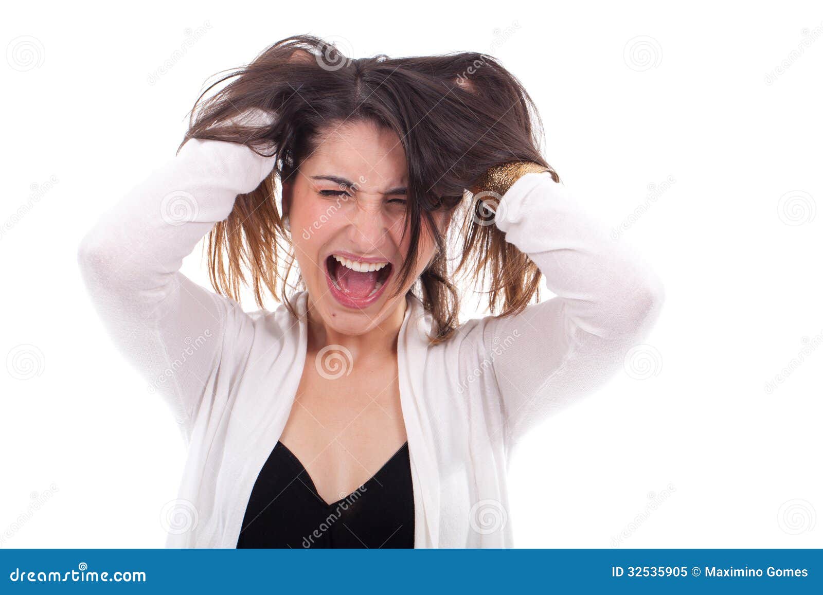 Young Woman with Expression of Panic Stock Image - Image of face ...