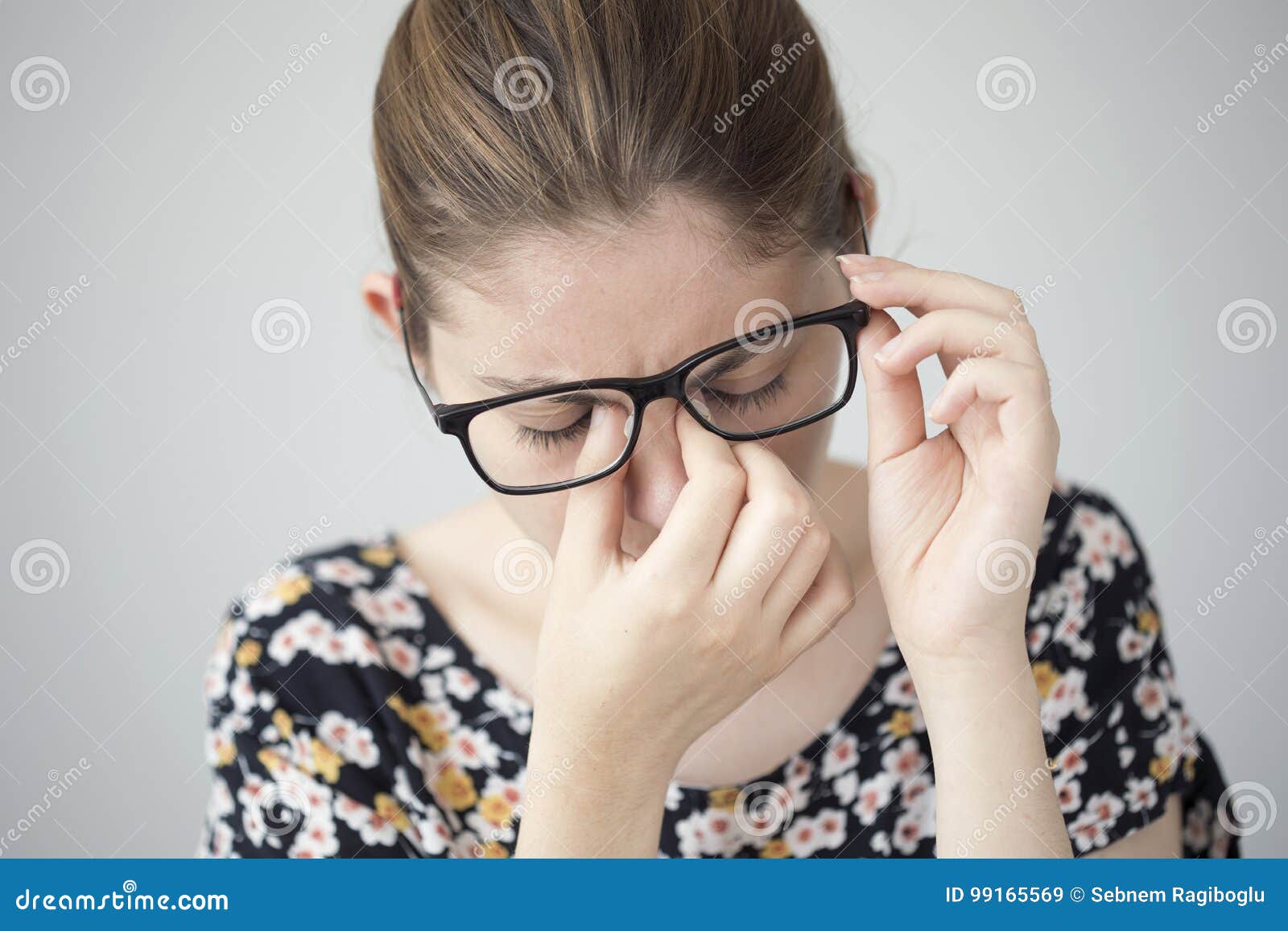 Young Woman with Eye Fatigue Stock Image - Image of pain, female: 99165569