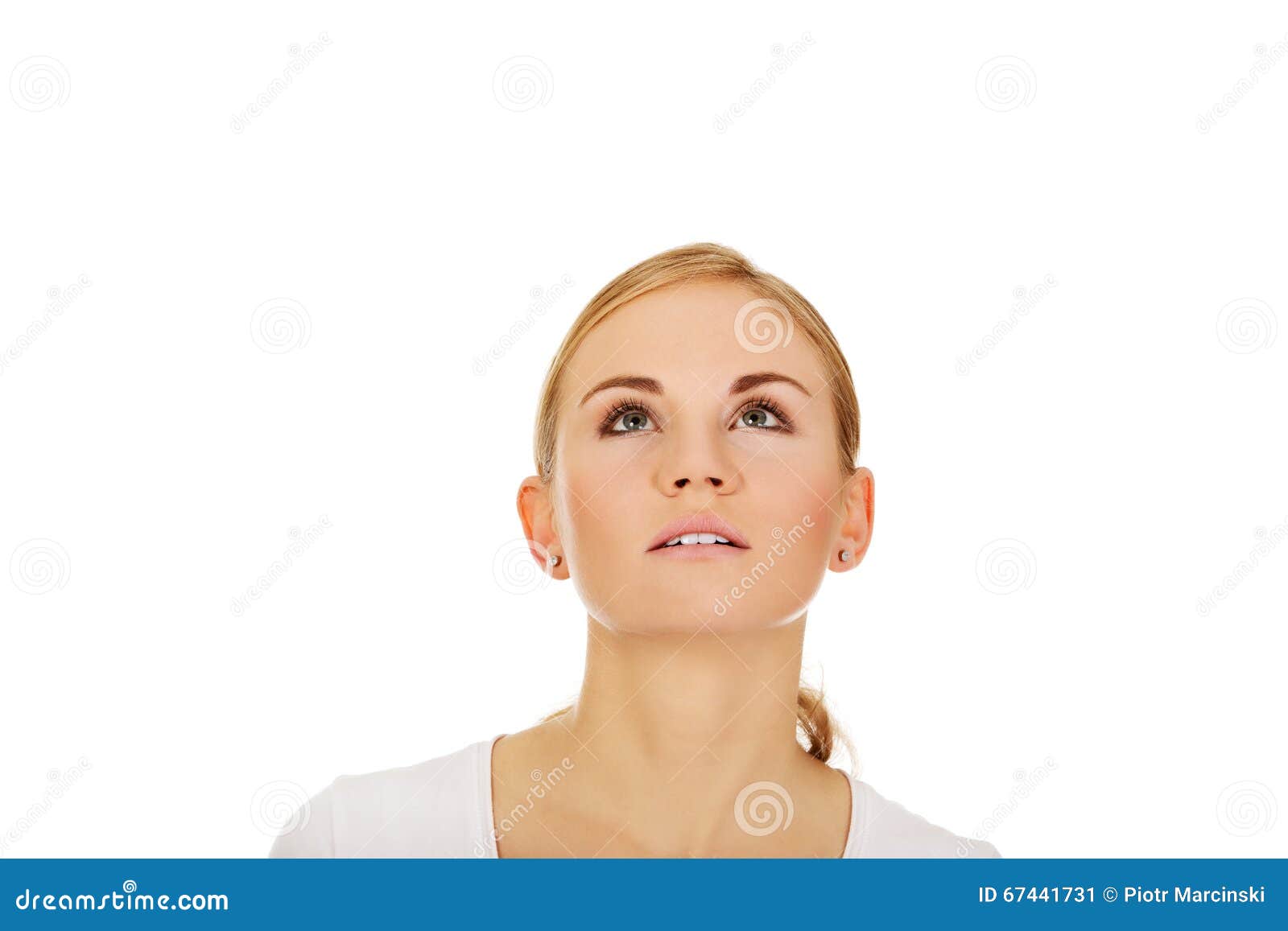 Young Woman Eyes Looking Up Stock Image - Image of education, peeping ...