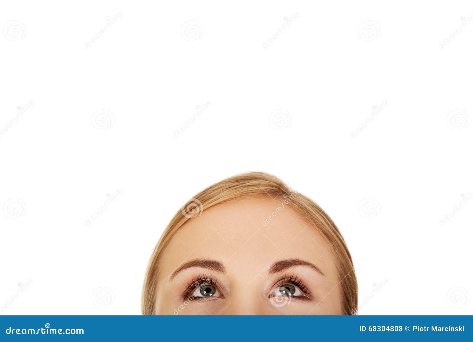 Young Woman Eyes Looking Up Stock Photo - Image of away, joyful: 68304808