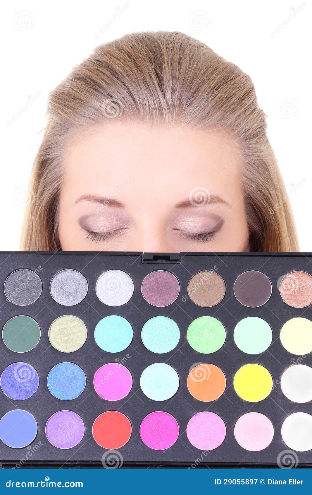 Young Woman with Eyeshadow Palette Stock Image - Image of female ...